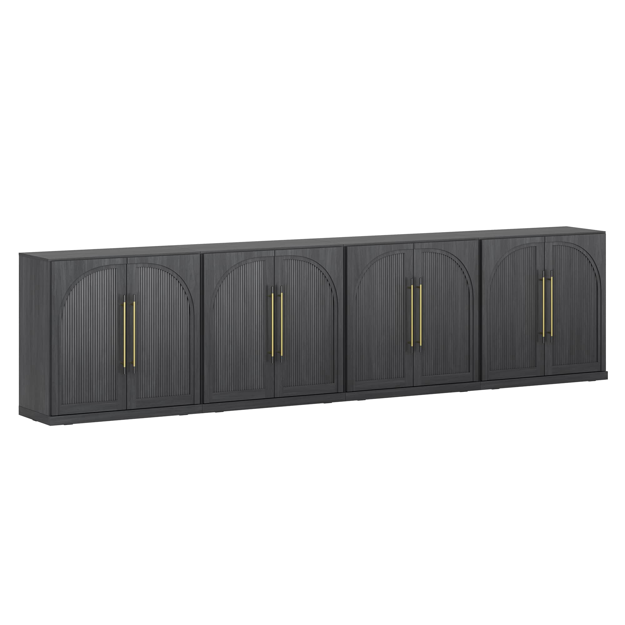 Belleze Ebony Set of 4 Modular Sideboard with Double Arc Wood Doors and ...