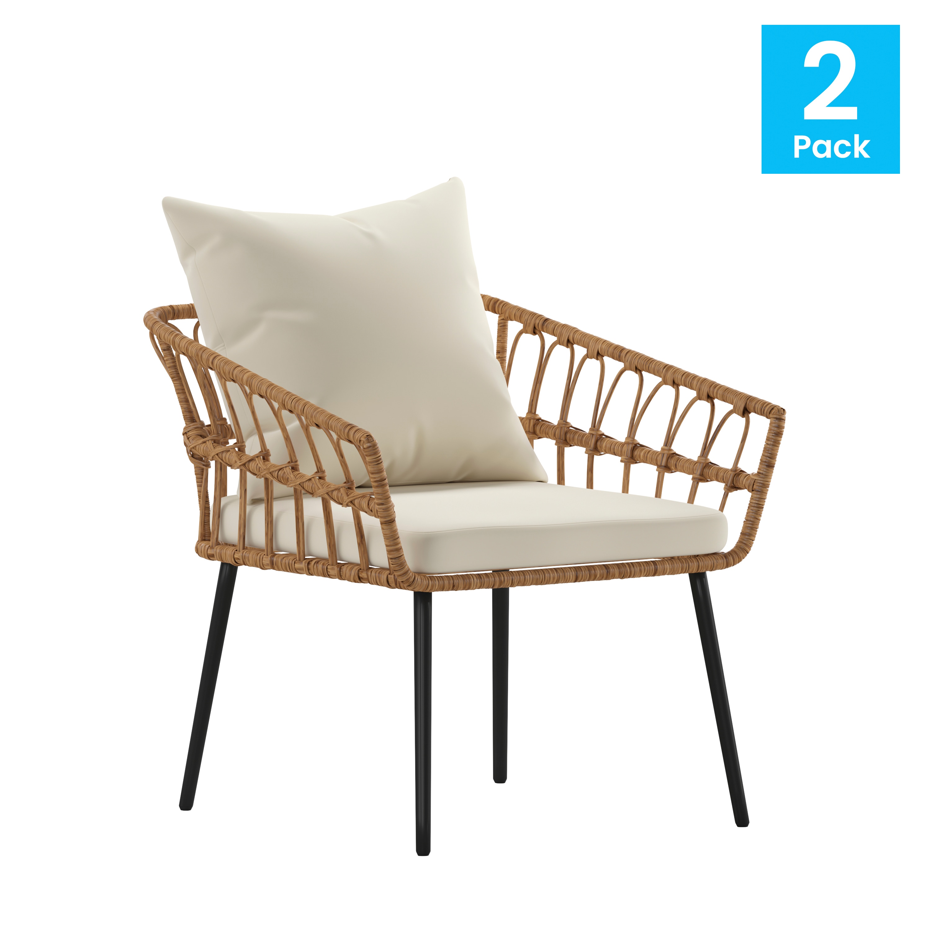Merrick Lane Armon Set of Two Indoor/Outdoor Boho Style Natural Open ...