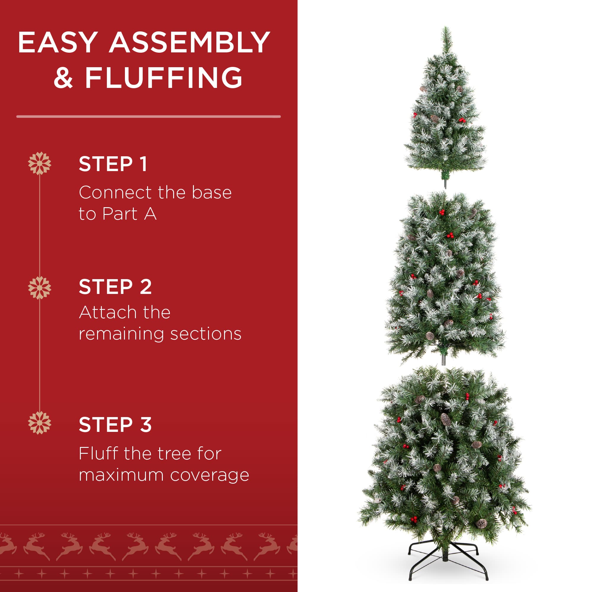 Best Choice Products 9ft Pre-Lit Pencil Christmas Tree Pre-Decorated ...