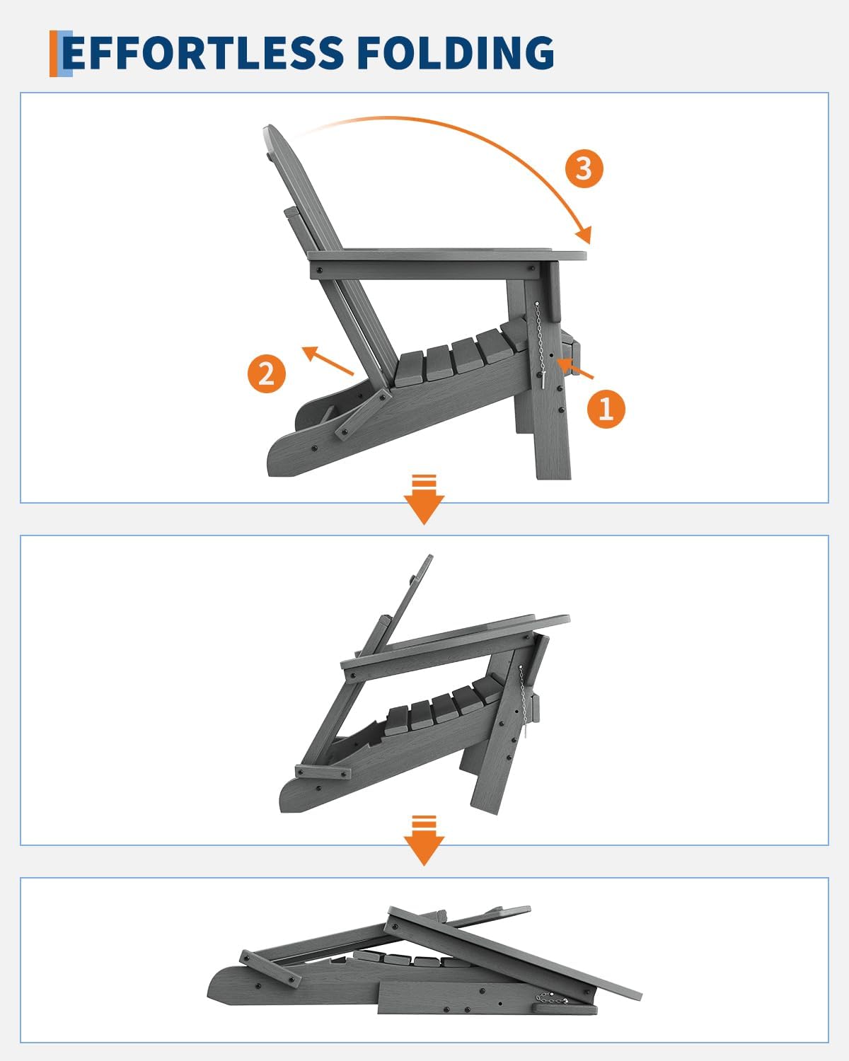 GarveeLife Folding Adirondack Chairs Set of 6 HDPE Plastic Outdoor ...