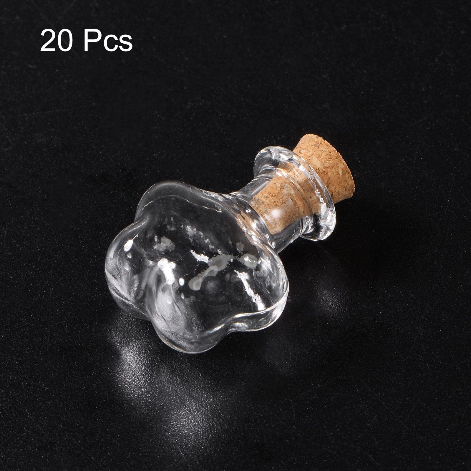 Harfington 20pcs Mini Glass Bottles with Cork Stoppers Plum Blossom ...