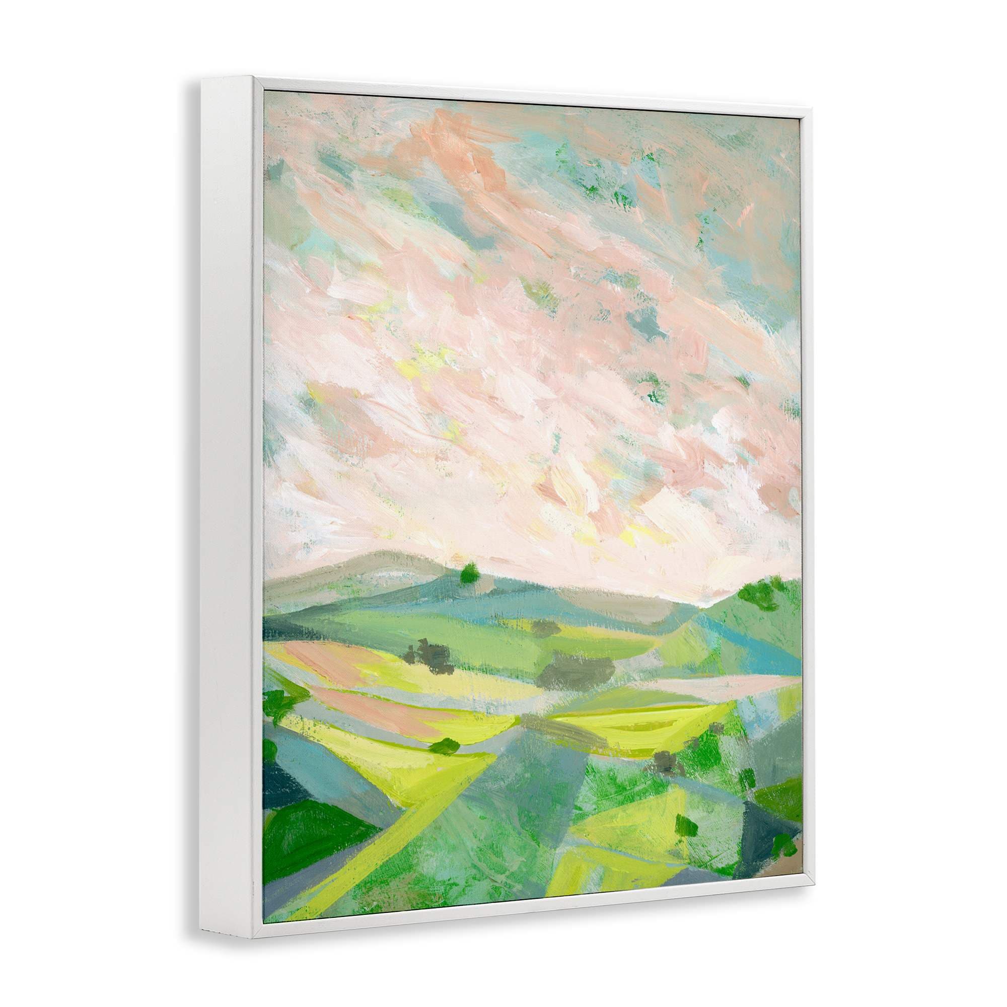 Stupell Industries Vibrant Green Hills Landscape White Framed Giclee ...