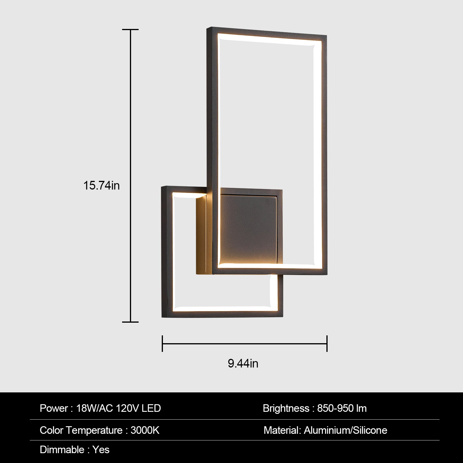 ZHLLMQ Modern 1- Light 2 Pack 9.44 in Black Aluminum Finish 3000K ...