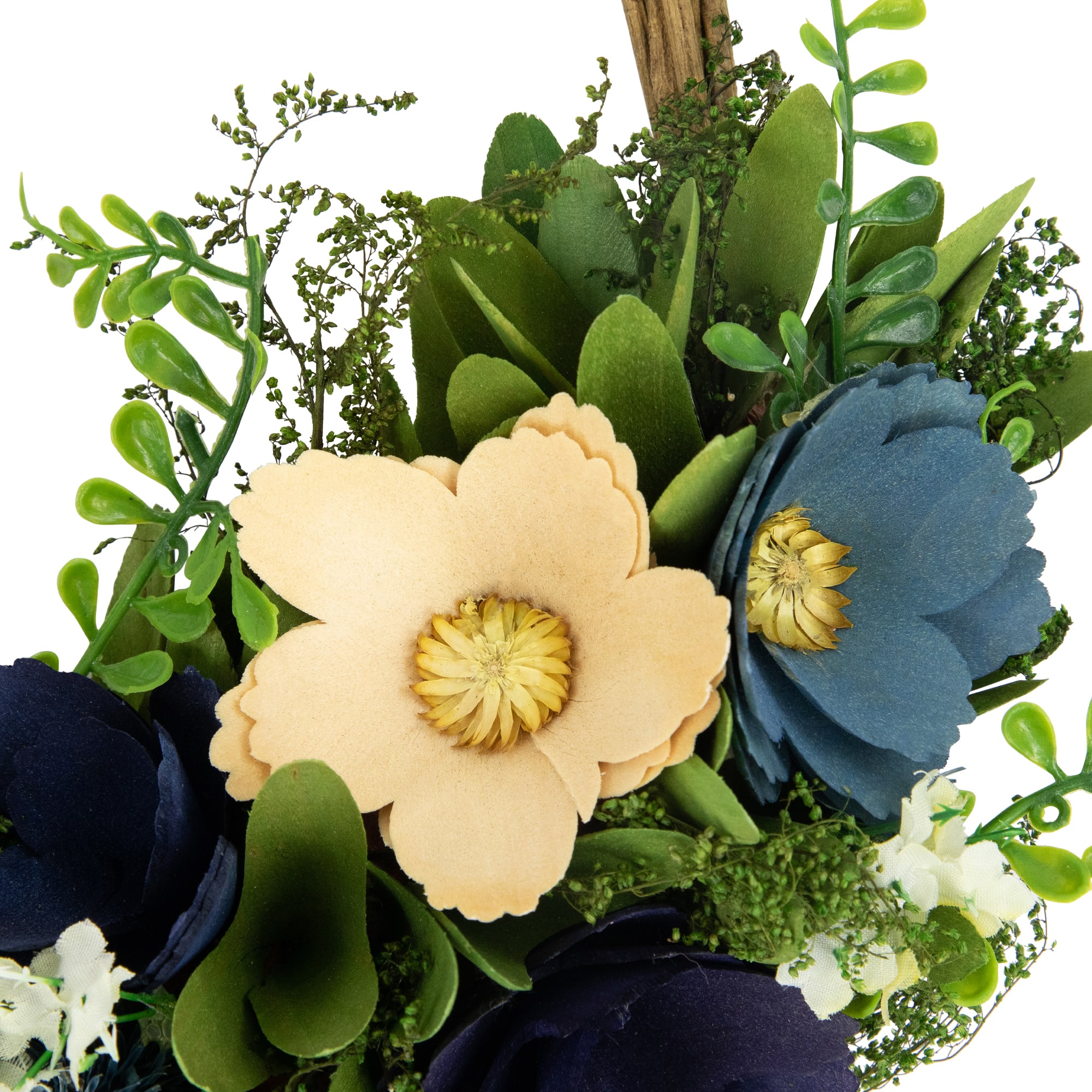 Northlight 12 inch Blue and Tan Poppy Floral Wooden Spring Basket ...