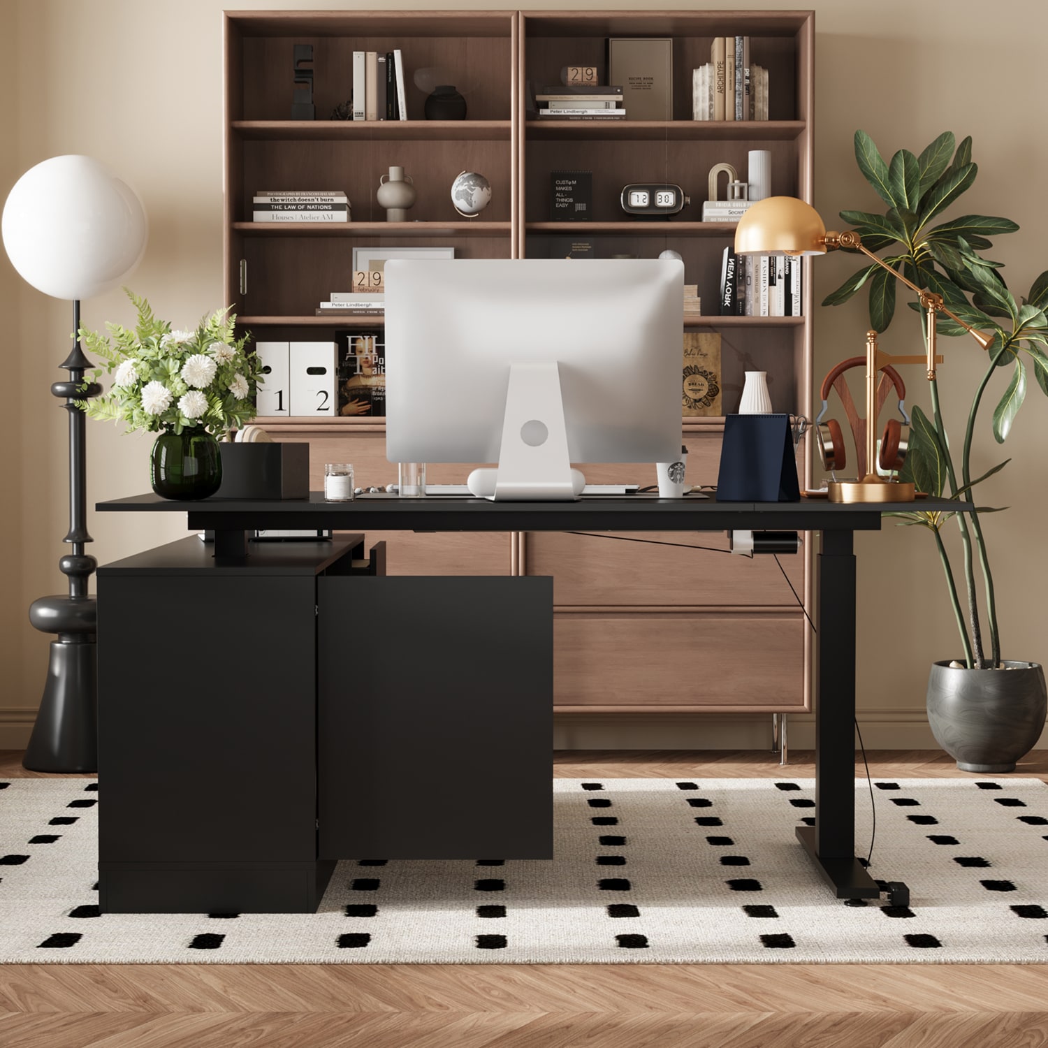 FUFU&GAGA 63-in Black Modern/Contemporary L-shaped desk in the Desks ...