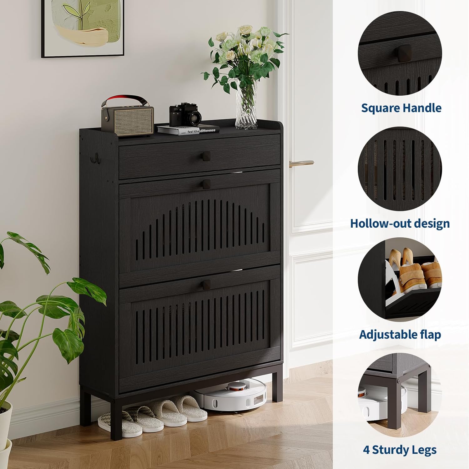 Garvee Shoe Storage Cabinet with 2 Flip Drawer Shoes Organizer with ...