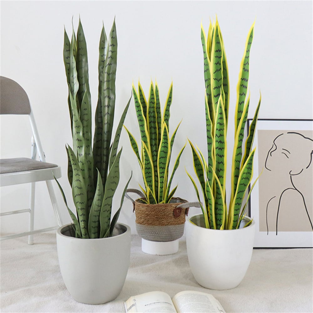 Edwards Artificial Snake Plant with Pot Fake Potted Sansevieria Plant ...
