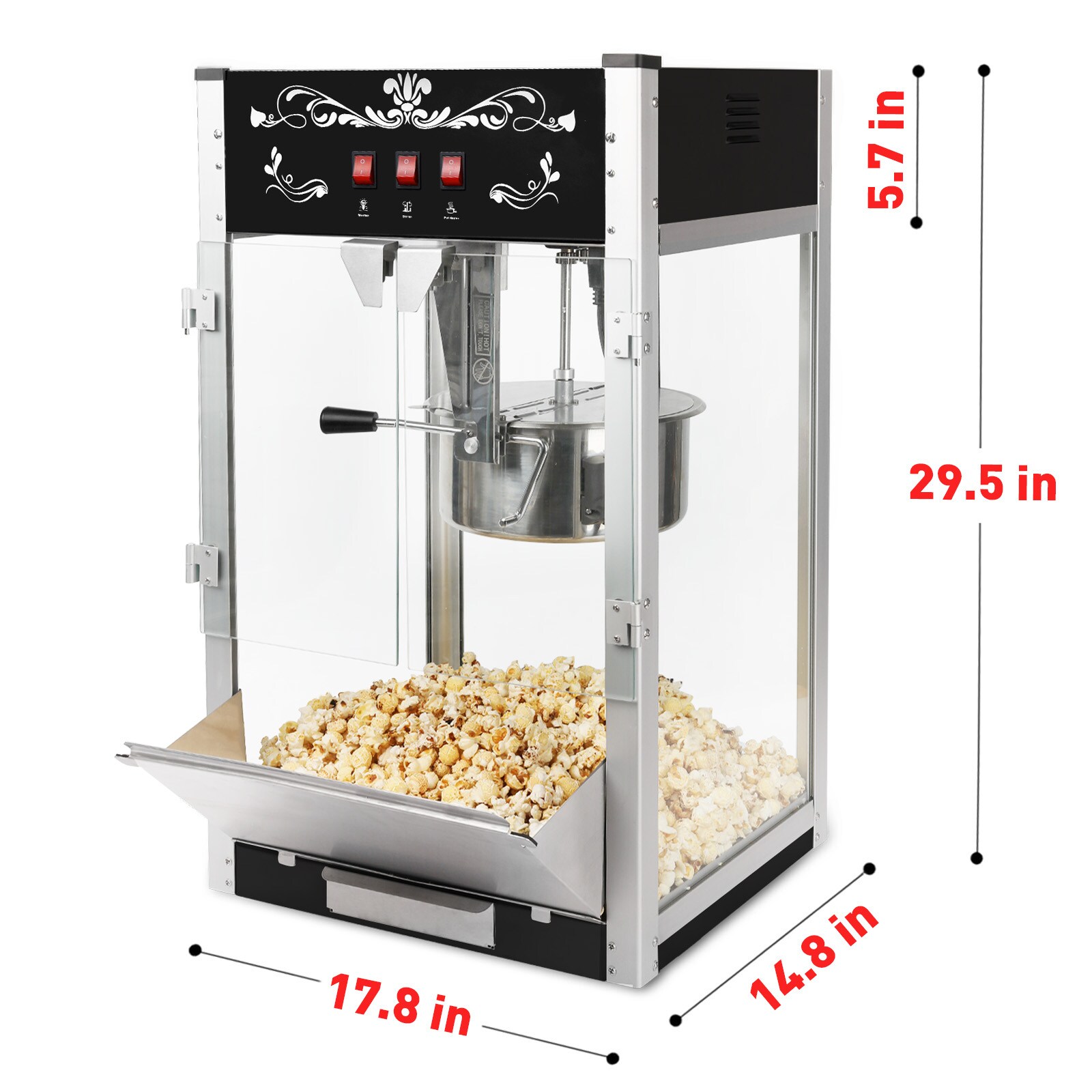 Tatayosi Kaitu Popcorn Machine with 16 Ounce Kettle Countertop Popcorn ...
