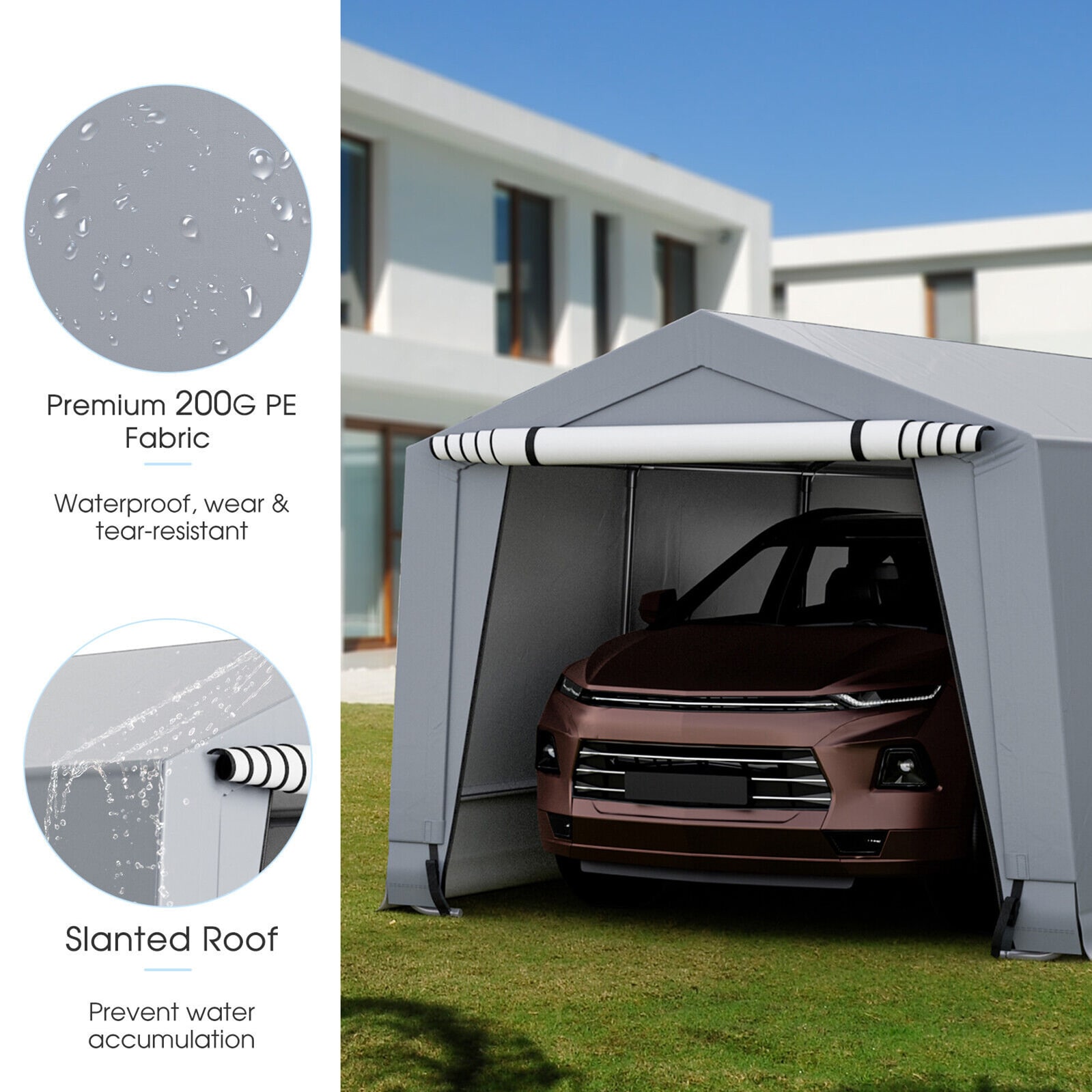 Poinic 10-ft W x 20-ft L x 8.1-ft H Gray Metal in the Carports ...