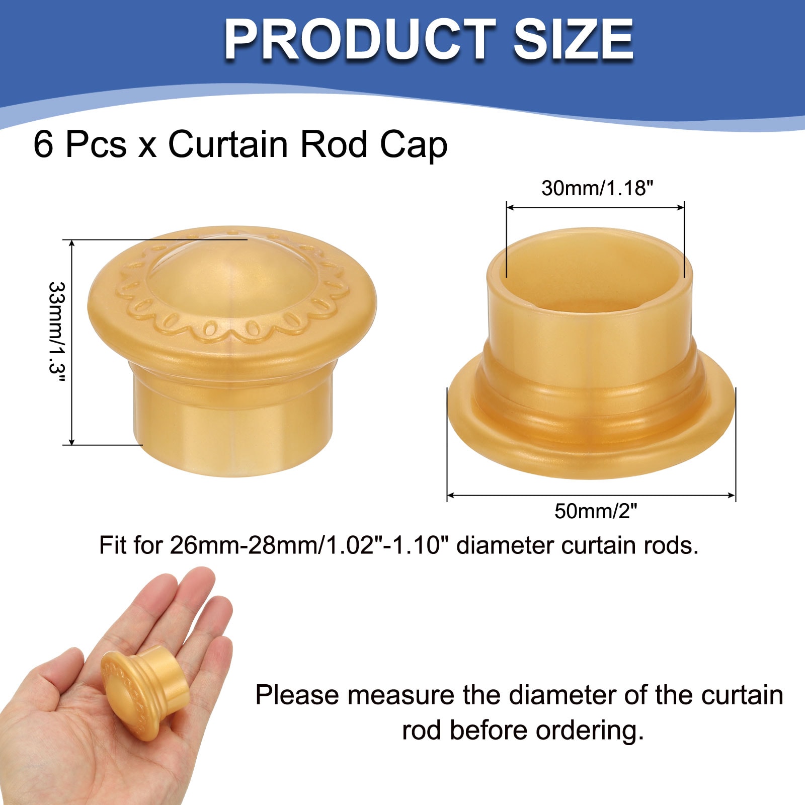Unique Bargains Curtain Rod Ends 6pcs Plastic Drapery Rail Pole Head ...