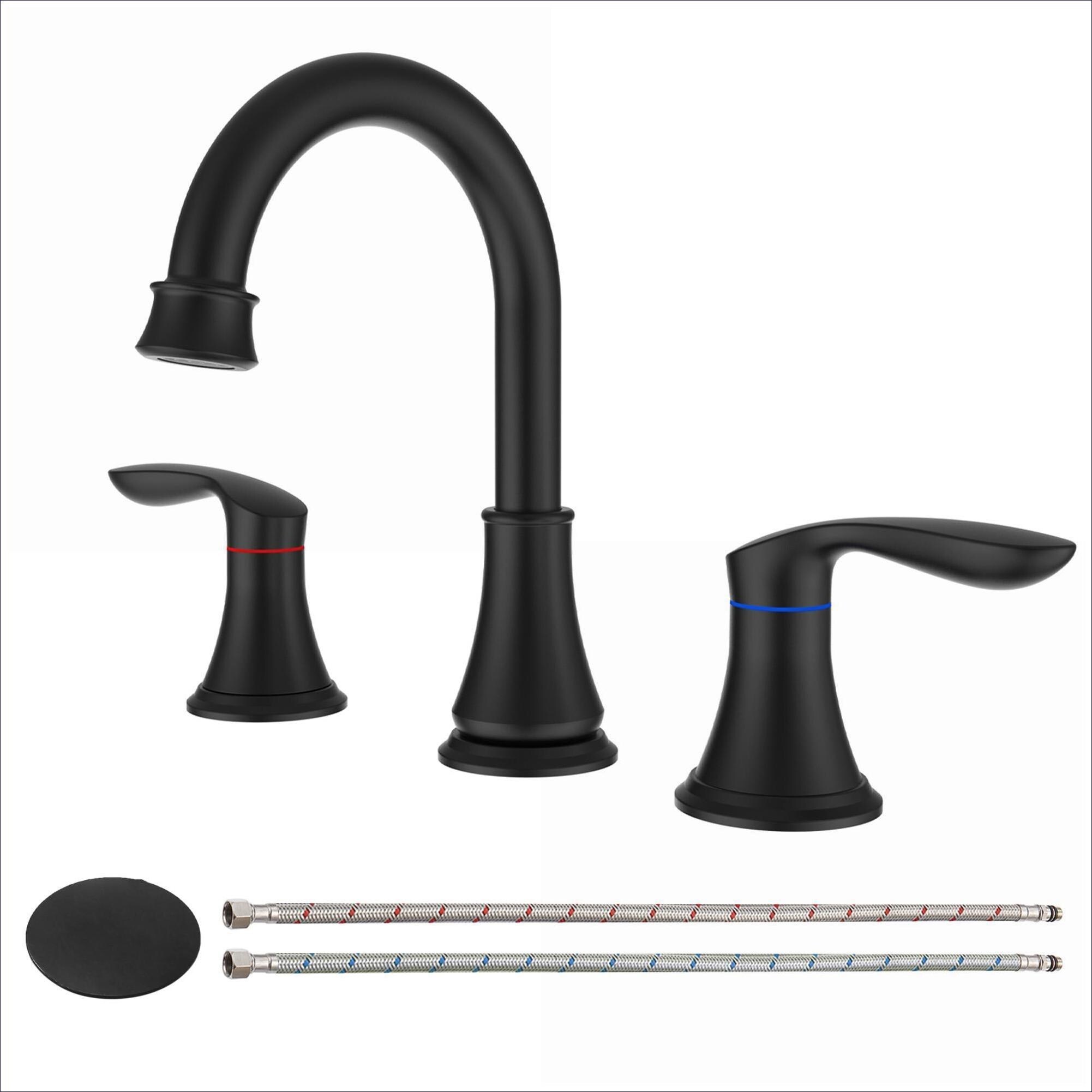 Watnature Black-toned Metal Bathroom Sink Faucet for Vanity 8 Inch ...