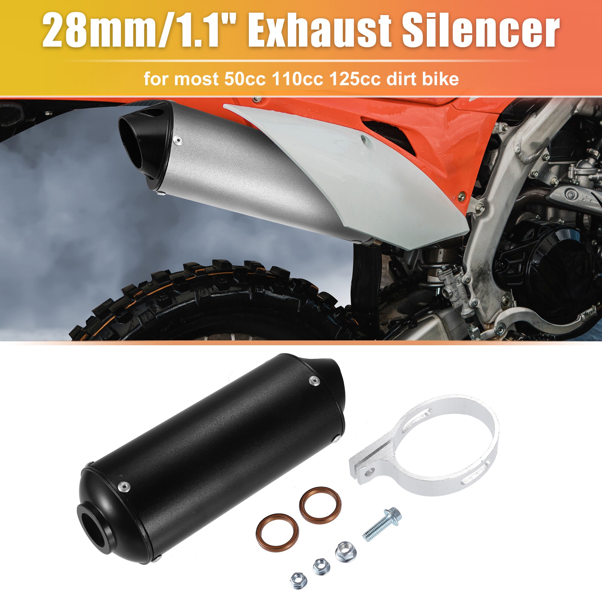 Unique Bargains 28mm 1.1 inch Exhaust Silencer Muffler with Clamp ...
