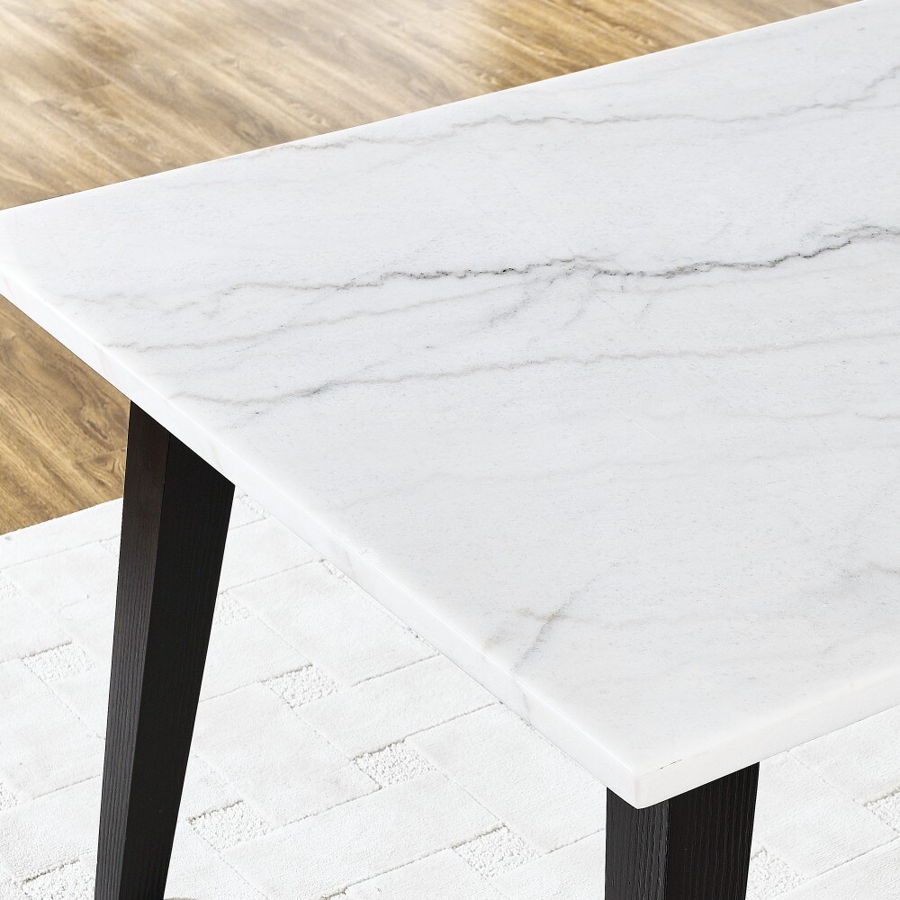 Steve Silver Vida White Transitional Marble Dining Table, with Black ...