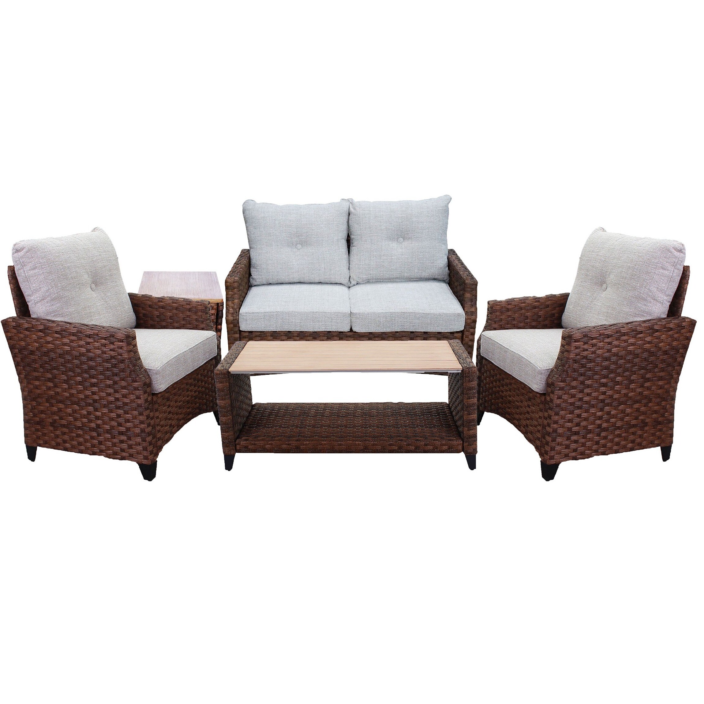 Courtyard Casual Costa Mesa 5-Piece Wicker Patio Conversation Set with ...
