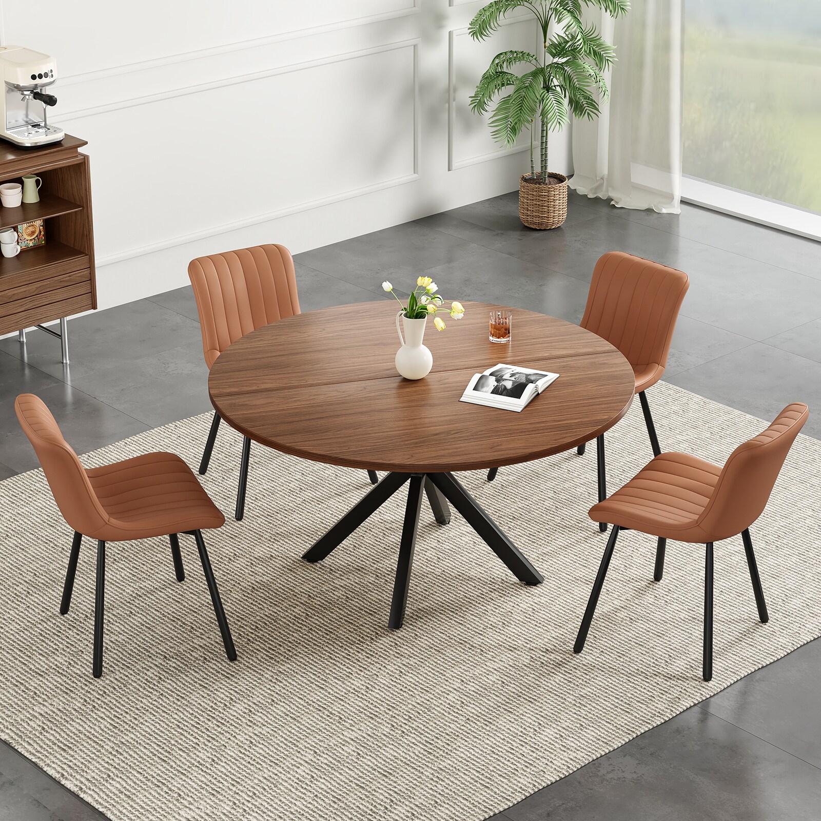Blisstyle 47.2 Inch Solid Wood Round Dining Kitchen Table for 4 6 ...