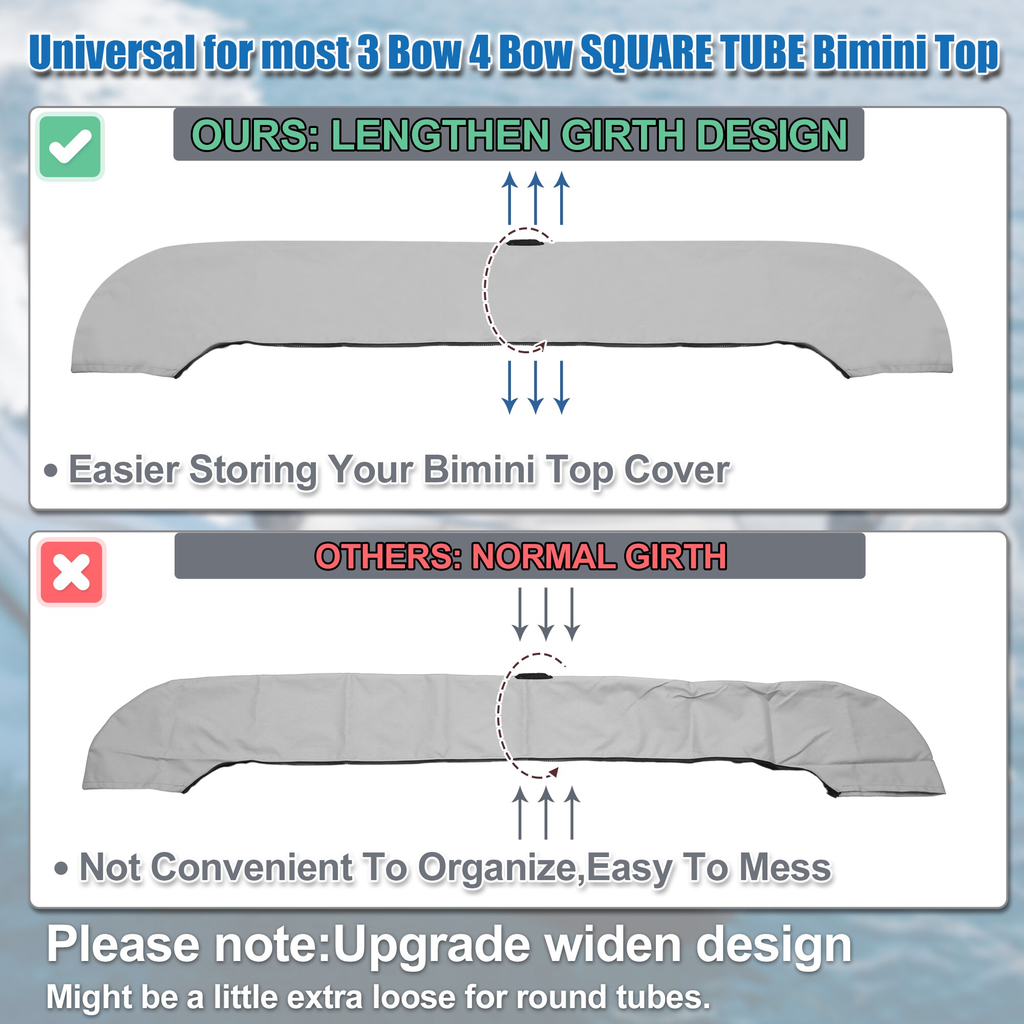 Unique Bargains Square Frame Bimini Top Storage Boot Cover with Stern ...