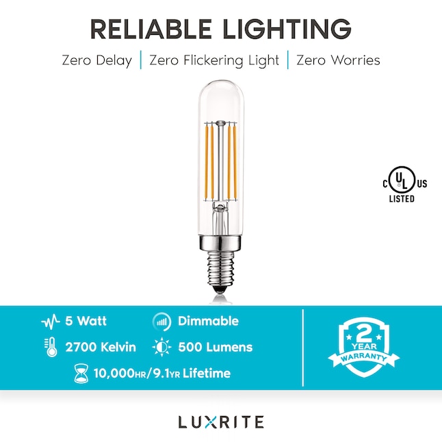Luxrite 60-Watt EQ T6 Warm White Candelabra Base (e-12) Dimmable LED ... Luxrite 60-Watt EQ T6 Warm White Candelabra Base (e-12) Dimmable LED ...
