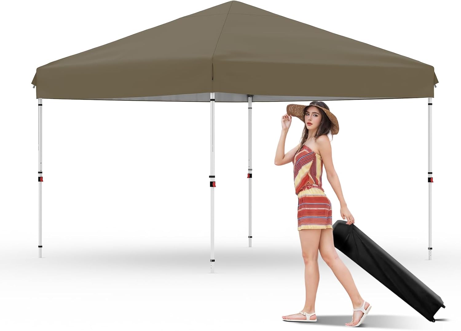 Garvee 10x10 Pop Up Canopy with One Button Push Setup Heavy Duty ...