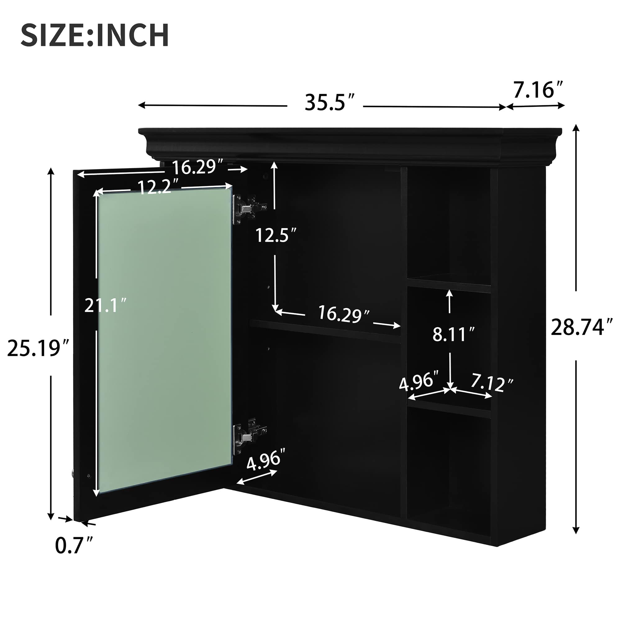 Vynxaria 36 Inch Bathroom Vanity with Medicine Cabinet Ceramic Sink 4 ...