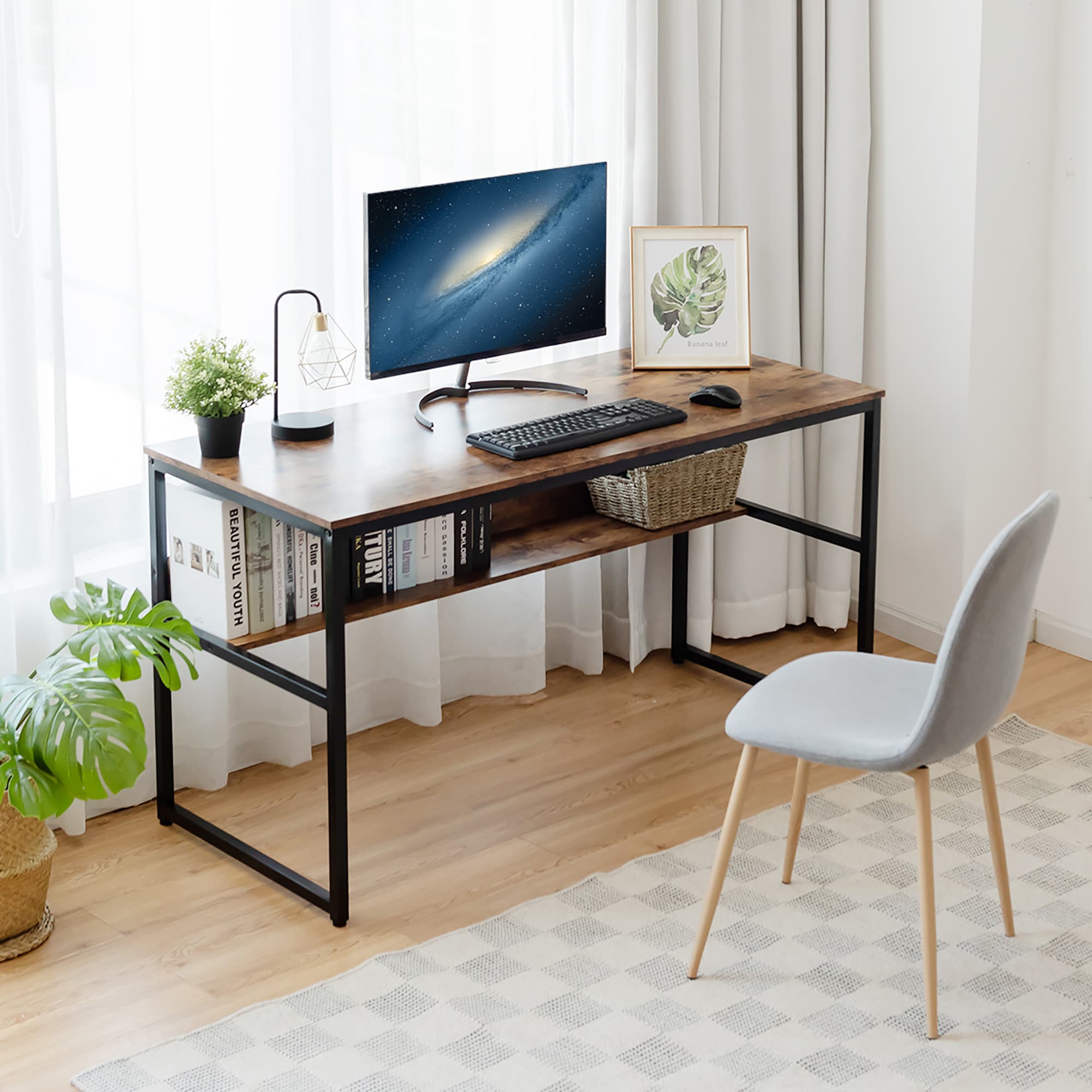 Costway 23.5-in Brown Modern/Contemporary Computer Desk SXL00182 at ...