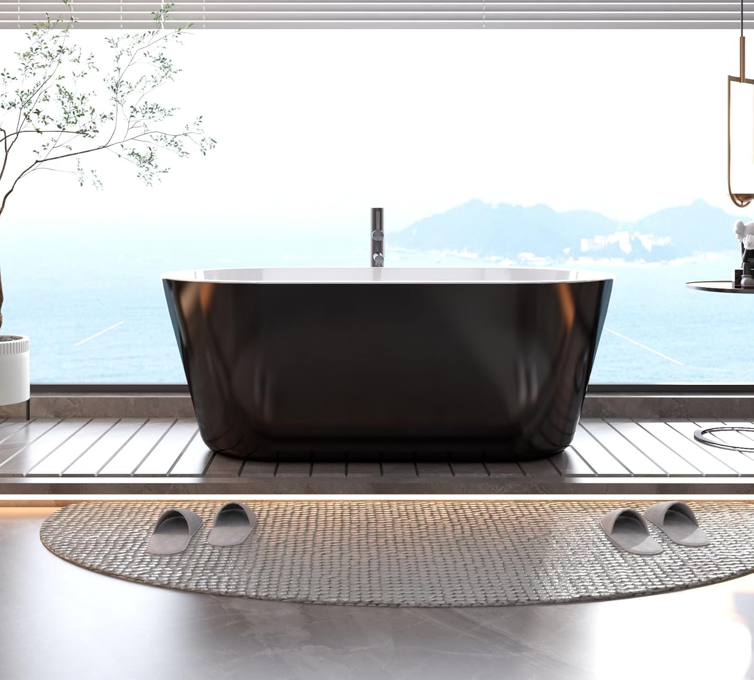 Garvee Freestanding Bathtub 67 Inch Pearl Shaped Acrylic Soaking Tub ...