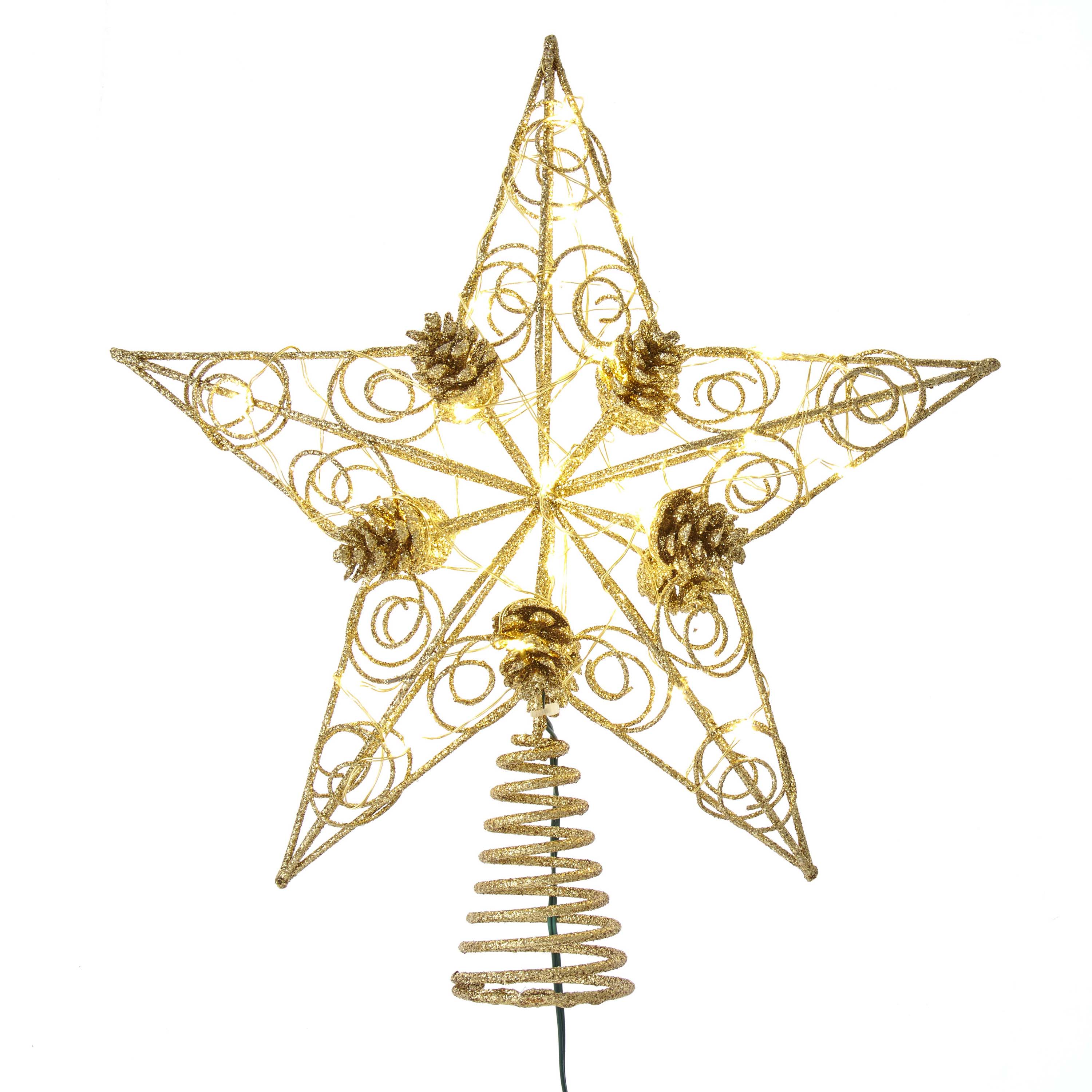 Kurt S. Adler 10.5-in Star Gold White Christmas Tree Topper in the ...