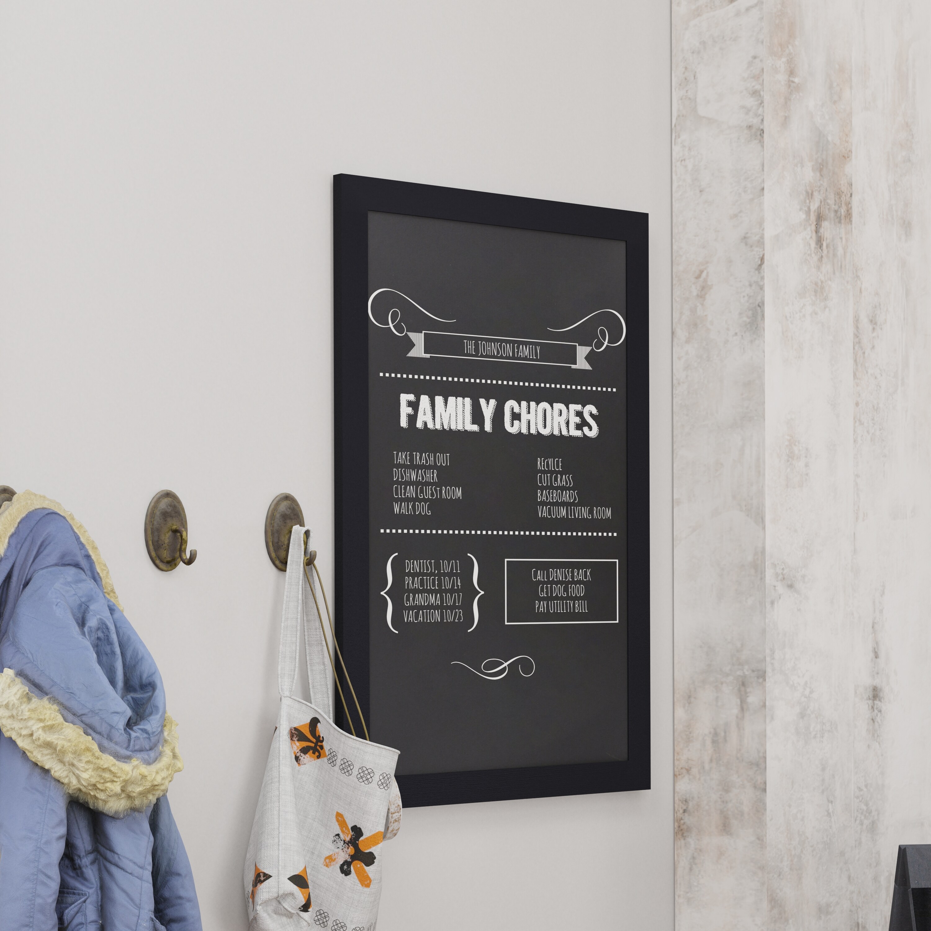 Merrick Lane Magda 24-in x 36-in Black Wall Mount Magnetic Chalkboard ...