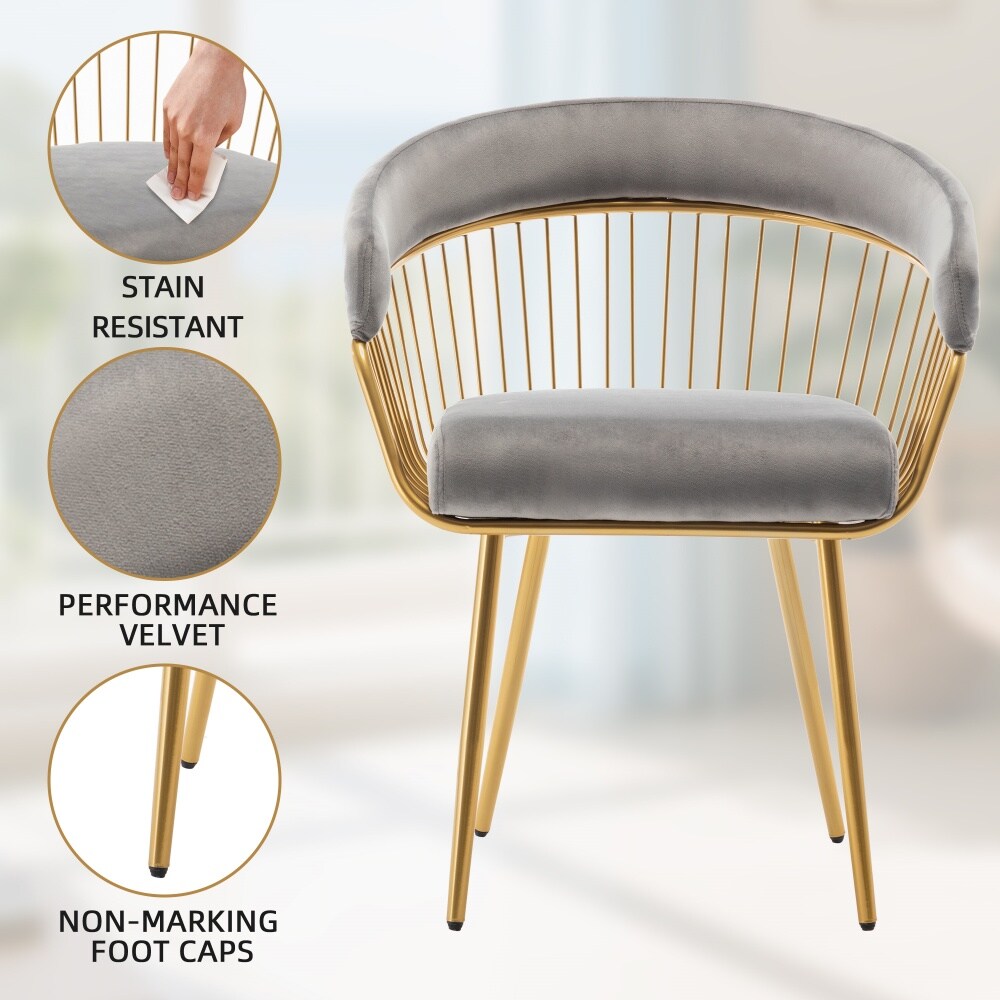 DYHOME Mid Century Modern Upholstered Dining Chair Set of 6 with Metal ...