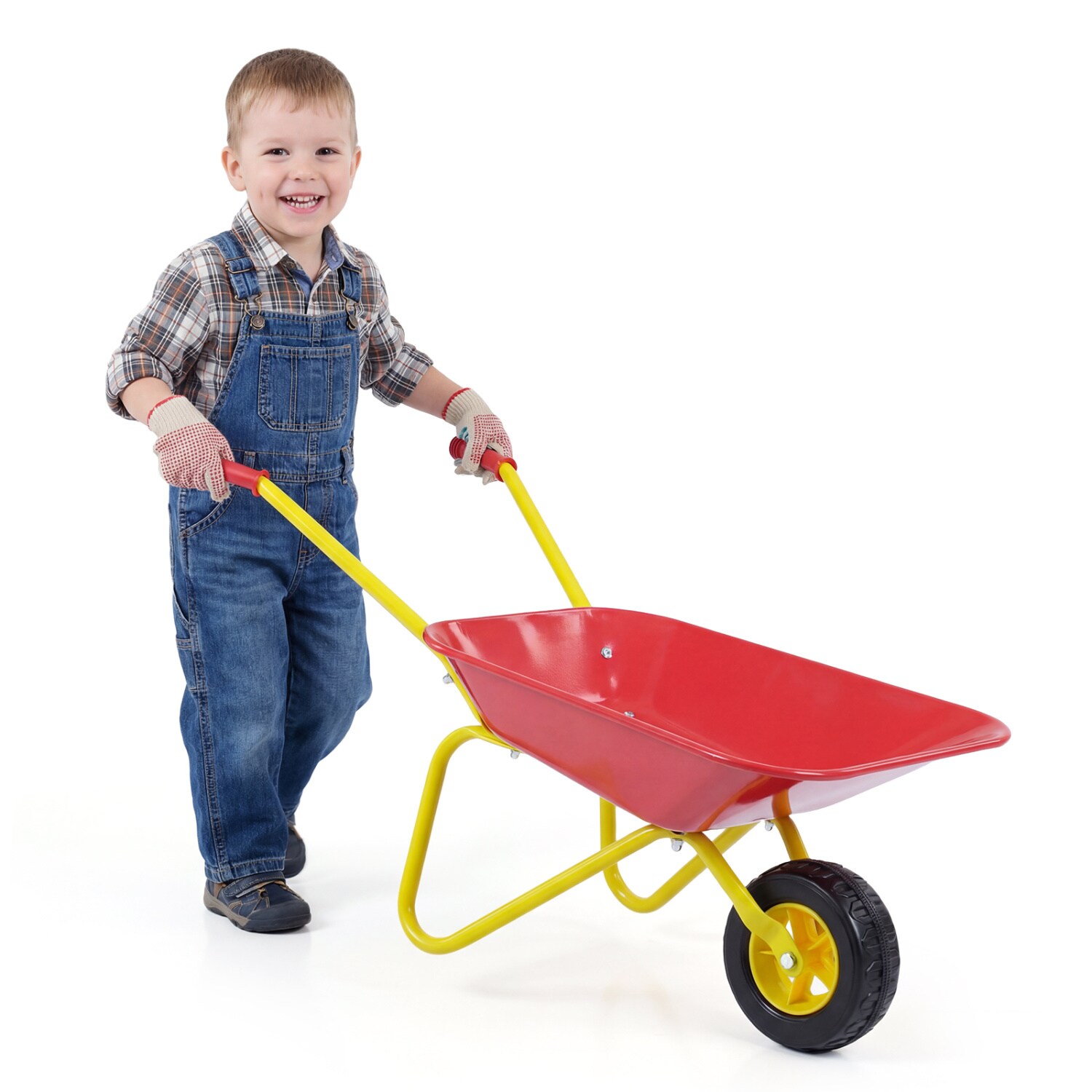 Slickblue 35 lb Capacity Metal Folding Yard Cart Kids Wheelbarrow Red ...