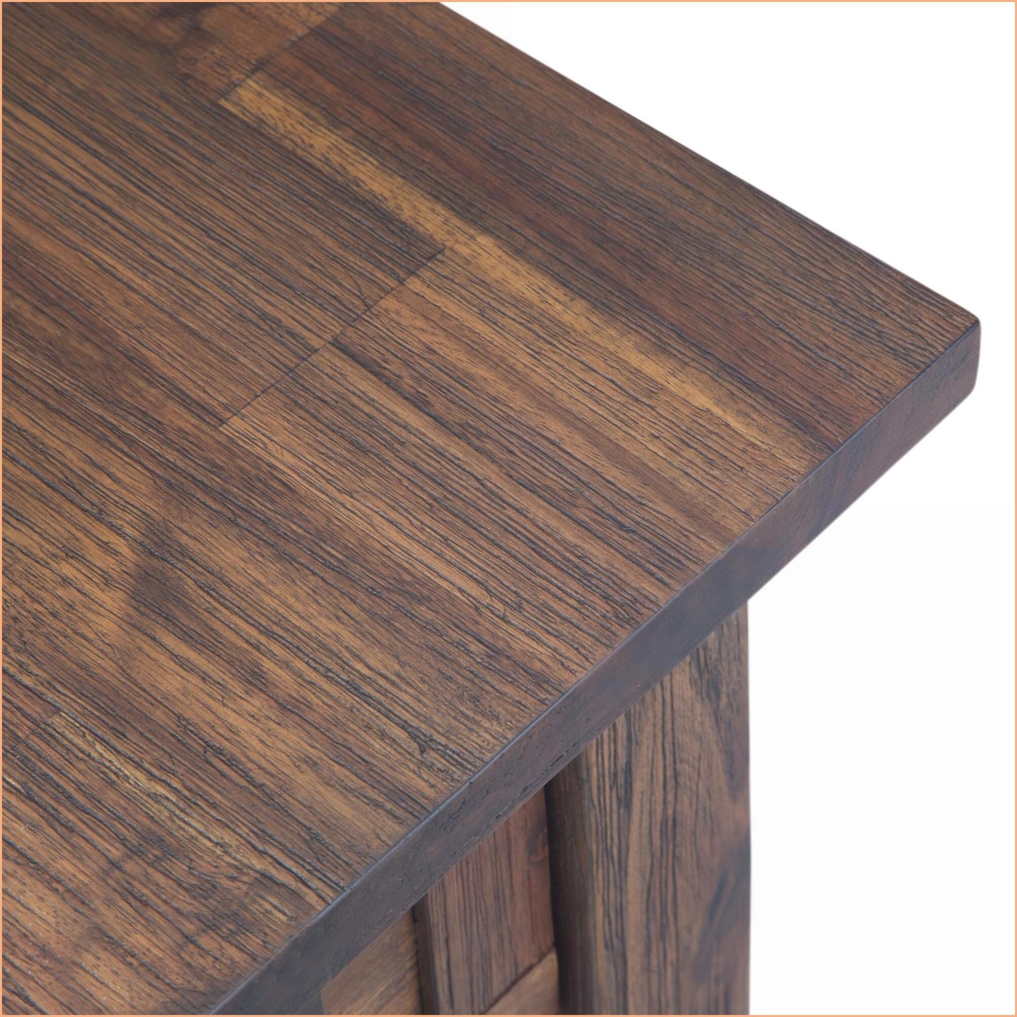 Watnature Distressed Charcoal Brown Solid Acacia Coffee Table with ...