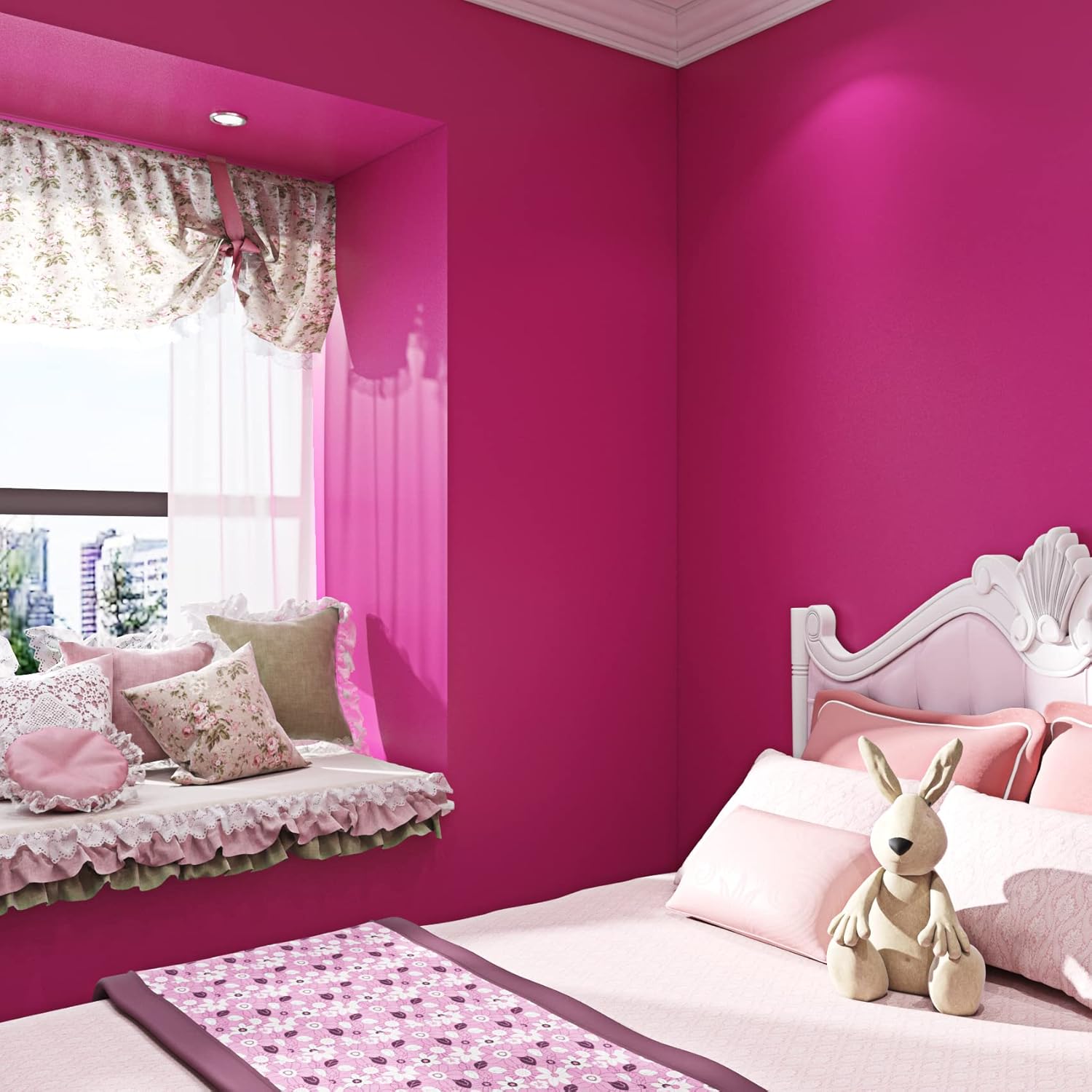 Livelynine Dark Pink Wallpaper Peel and Stick Hot Pink Contact Paper ...