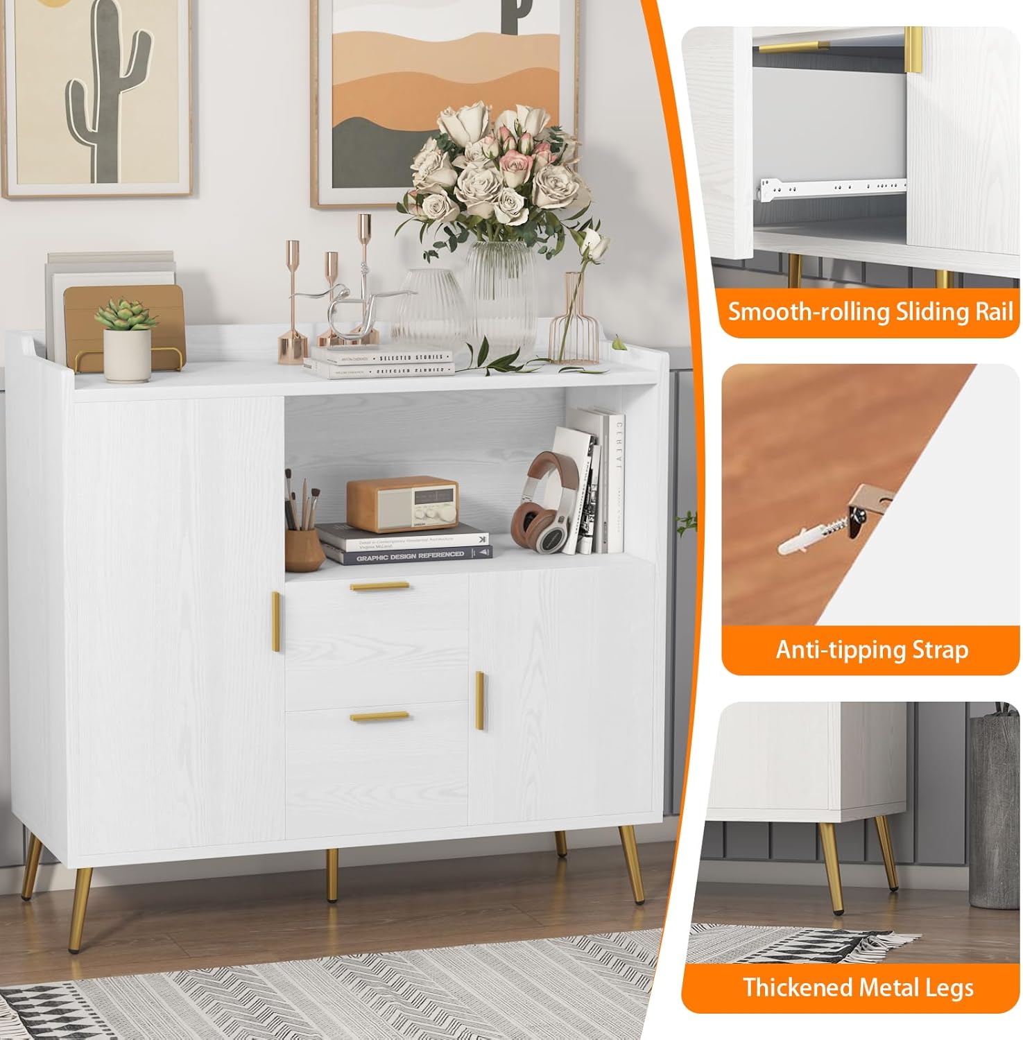 Garvee Slim Waterproof Bathroom Storage Cabinet with Four Drawers ...