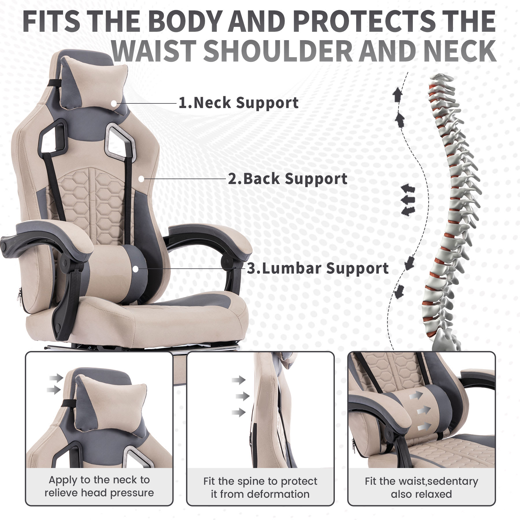 Bestier Ergonomic Eco Friendly Massage Gaming Chair with Retractable ...