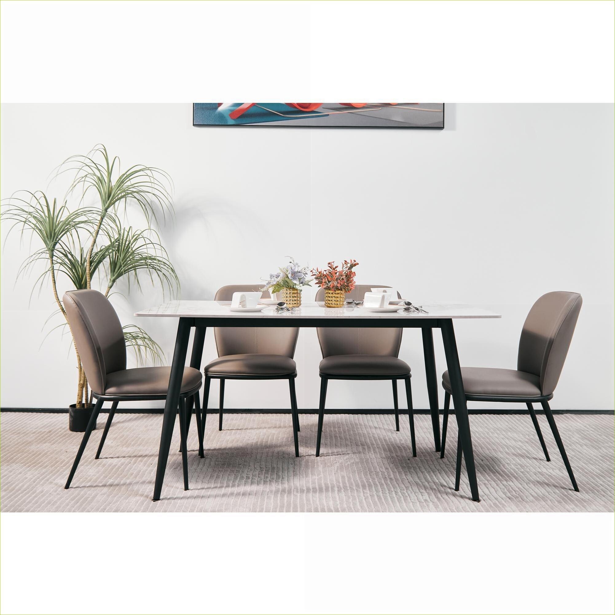 Watnature 4-Seater Modern Minimalist Dining Table Soft White Sintered ...
