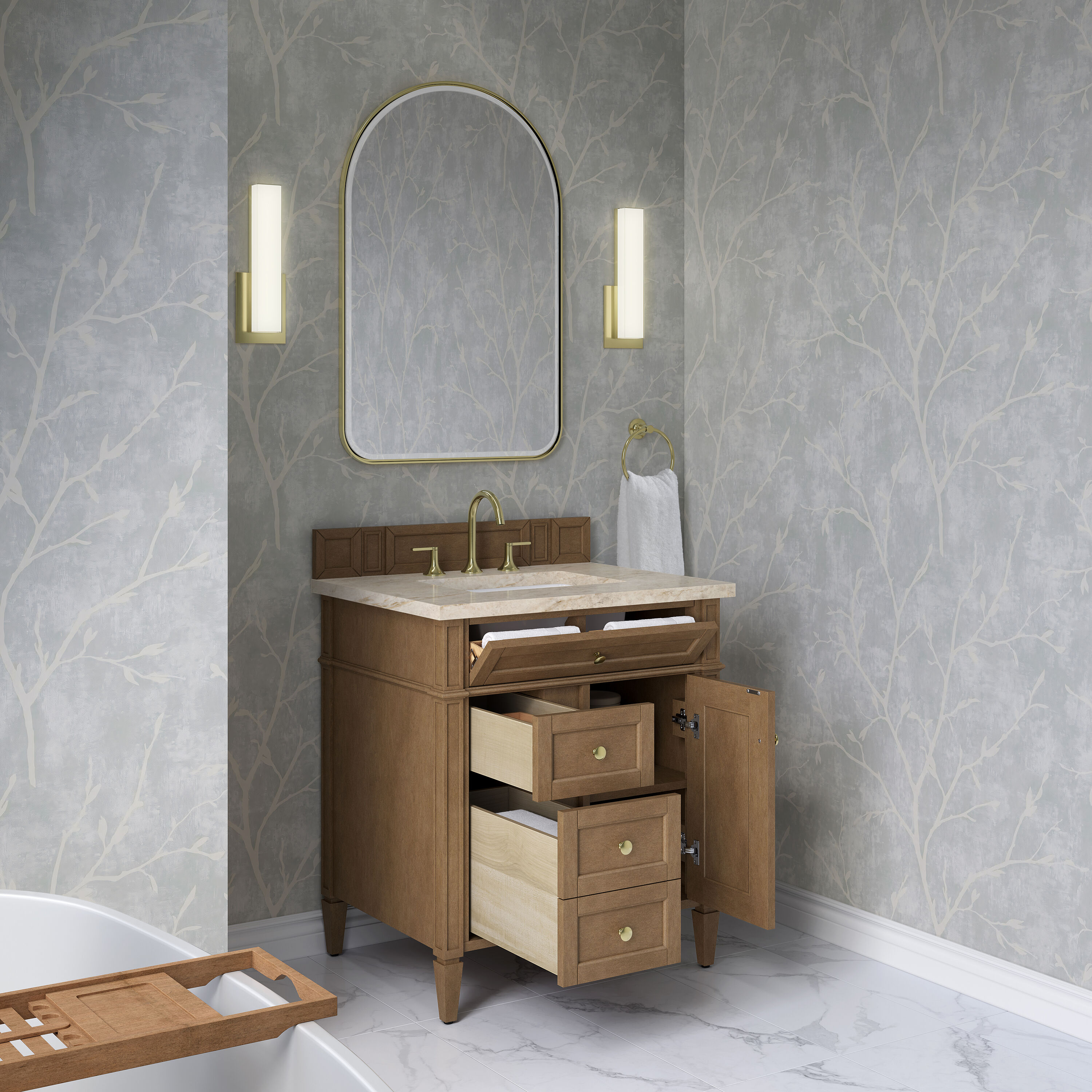 James Martin Vanities Brittany 30-in Pecan Undermount Single Sink ...