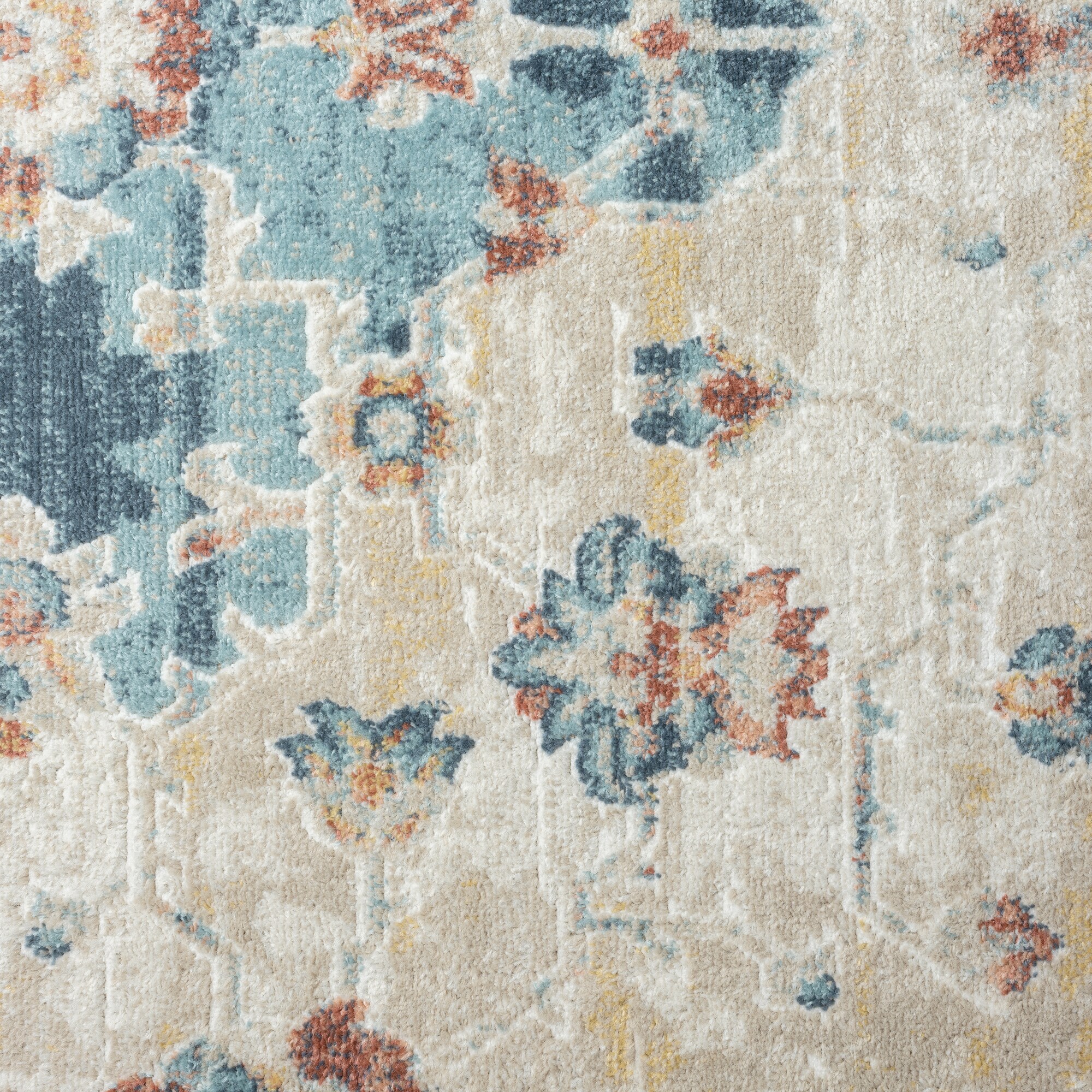 LR Home Arcady 5 X 8 (ft) Blue/Ivory Indoor Medallion Area Rug ...