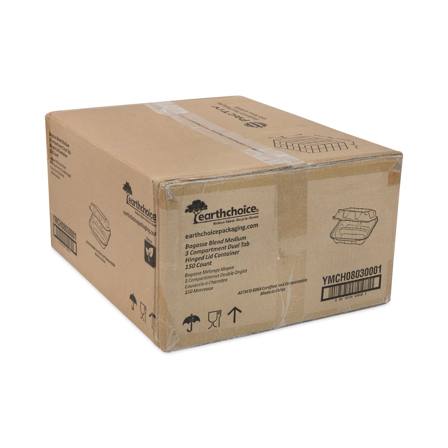pactiv evergreen EarthChoice Bagasse Hinged Lid Container 3 ...