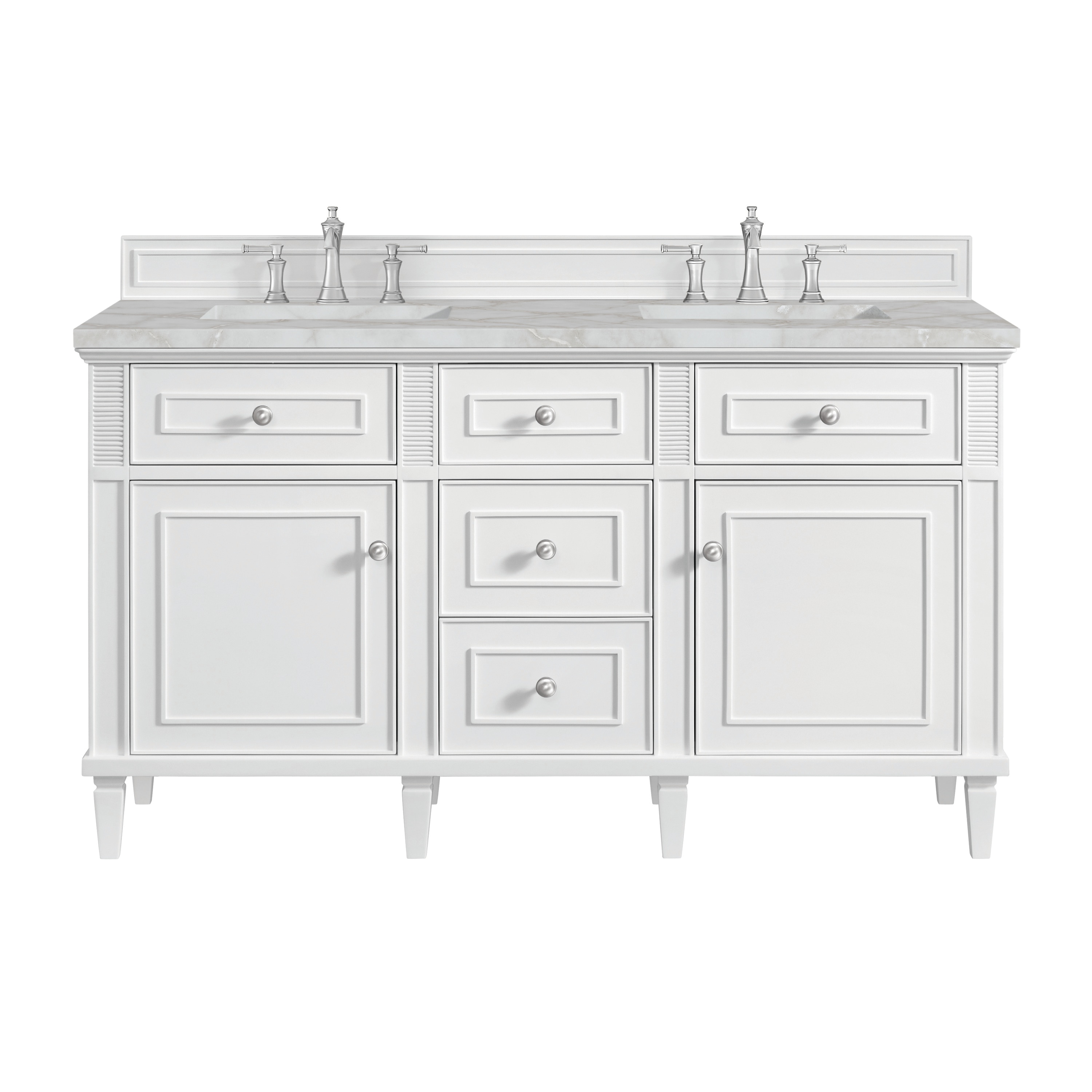 James Martin Vanities Lorelai 60-in Bright White Undermount Double Sink ...