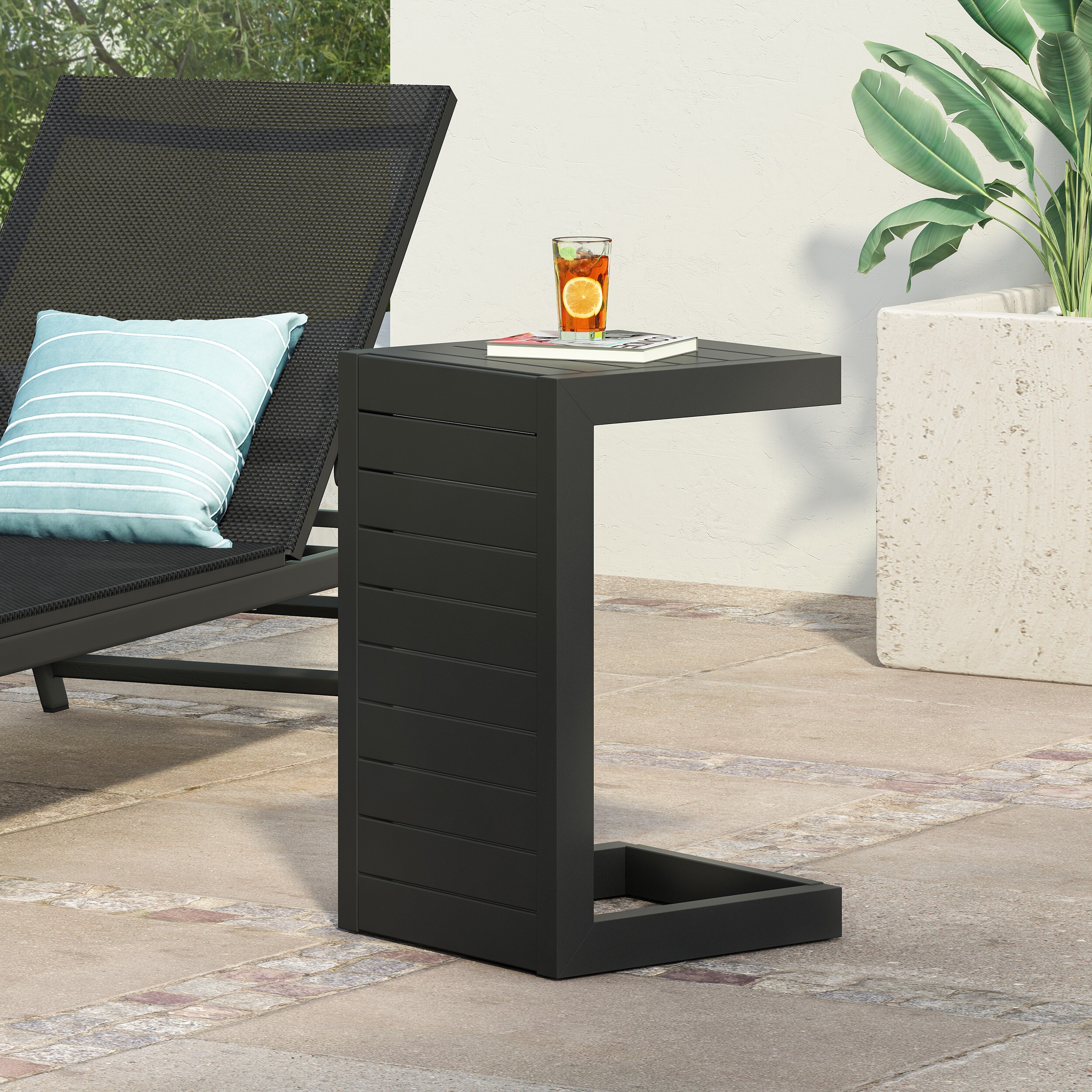 AHIOU HOME Heritage Rectangle Outdoor End Table 14.5-in W x 15-in L in ...
