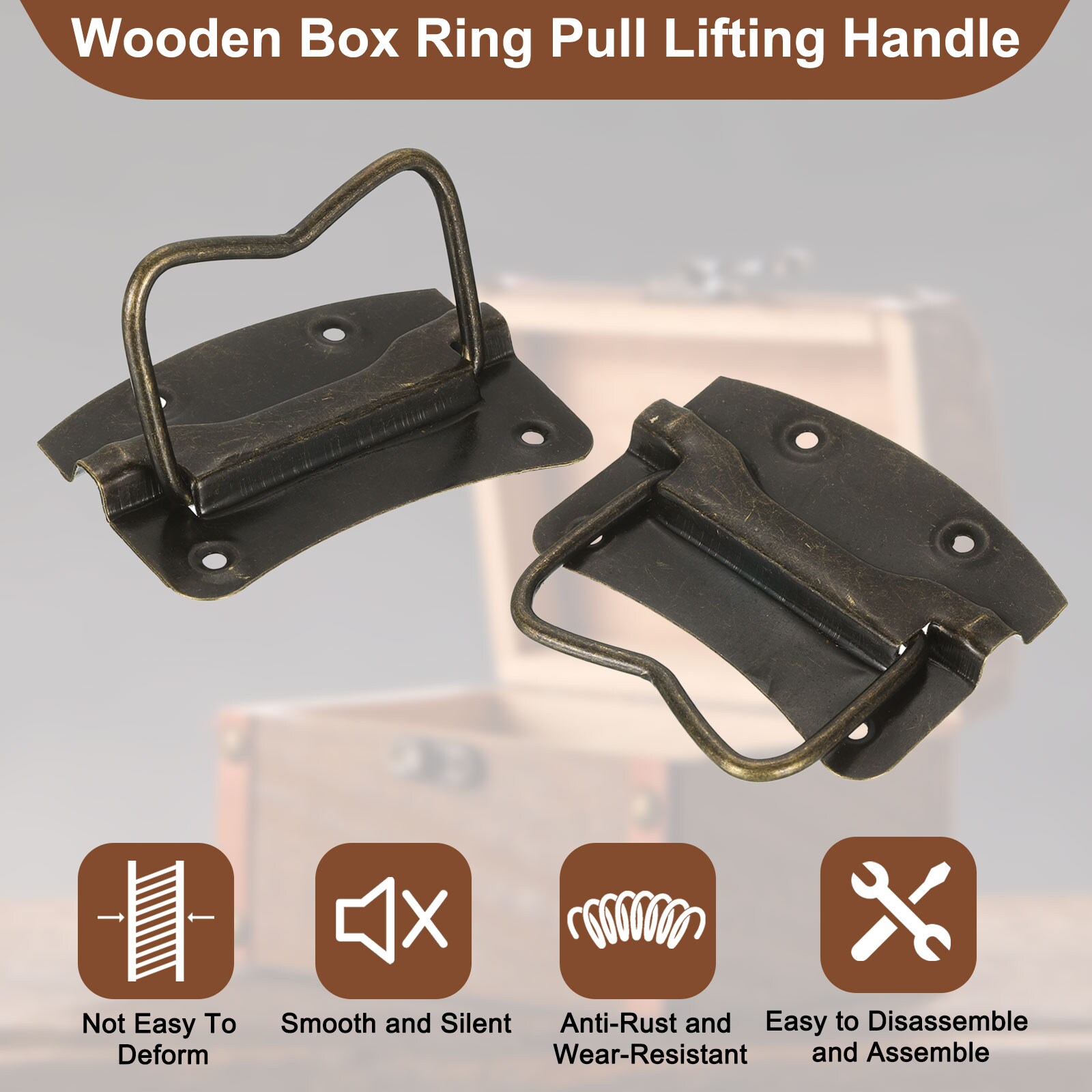 Unique Bargains 2pcs Chest Handles 64 x 61mm Side Ring Pull Lifting ...