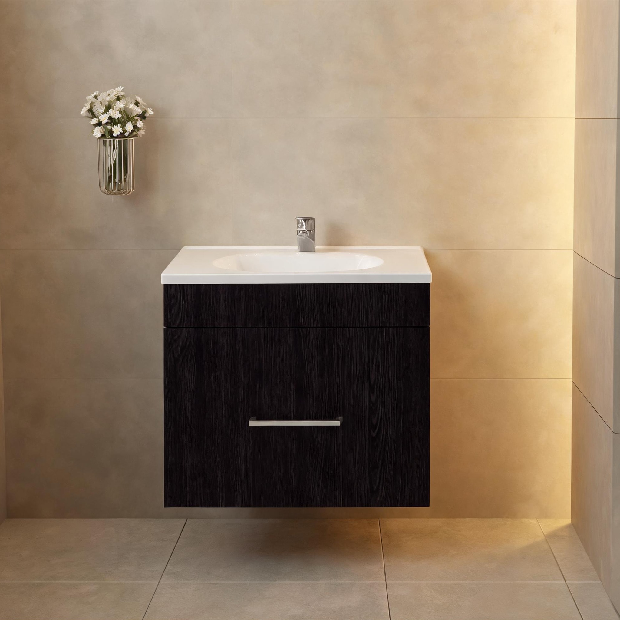 Naturefalls Floating Bathroom Vanity Set with Sink 2-Drawer Storage ...