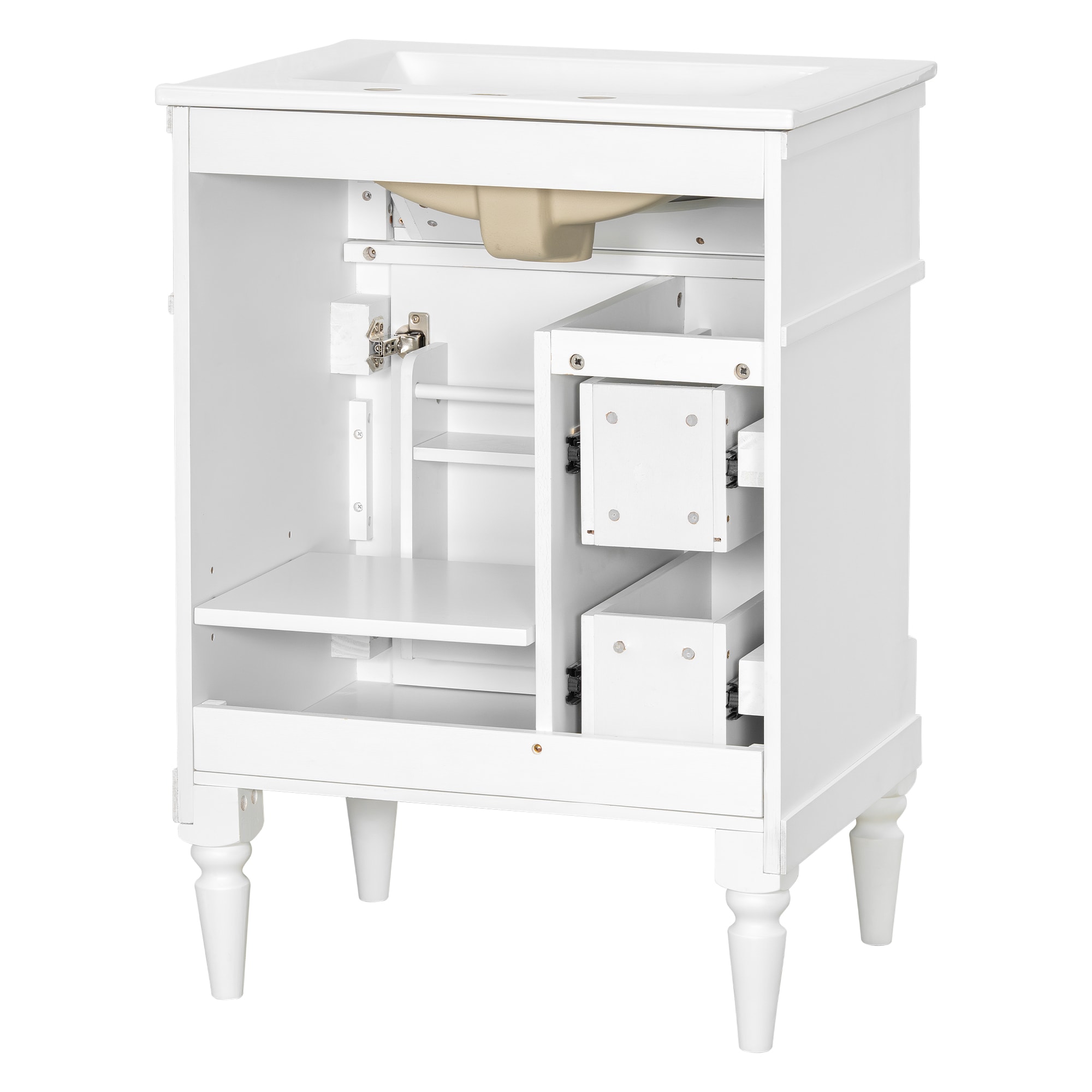 Huluwat 24 Inch Bathroom Vanity with Sink White Freestanding Bathroom ...