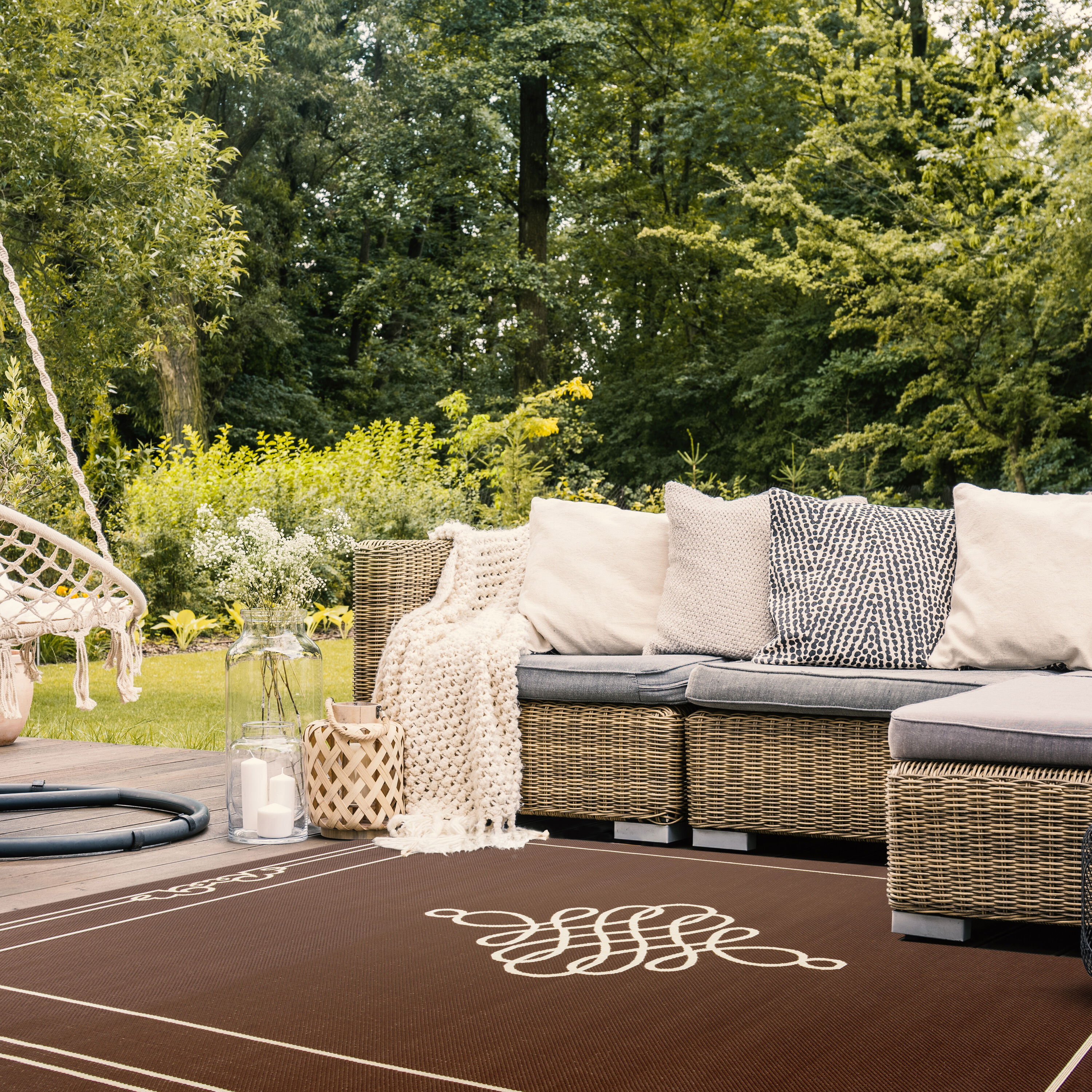 Safavieh Courtyard 6788-204 Chocolate Cream 8 X 11 Rectangular Area Rug ...