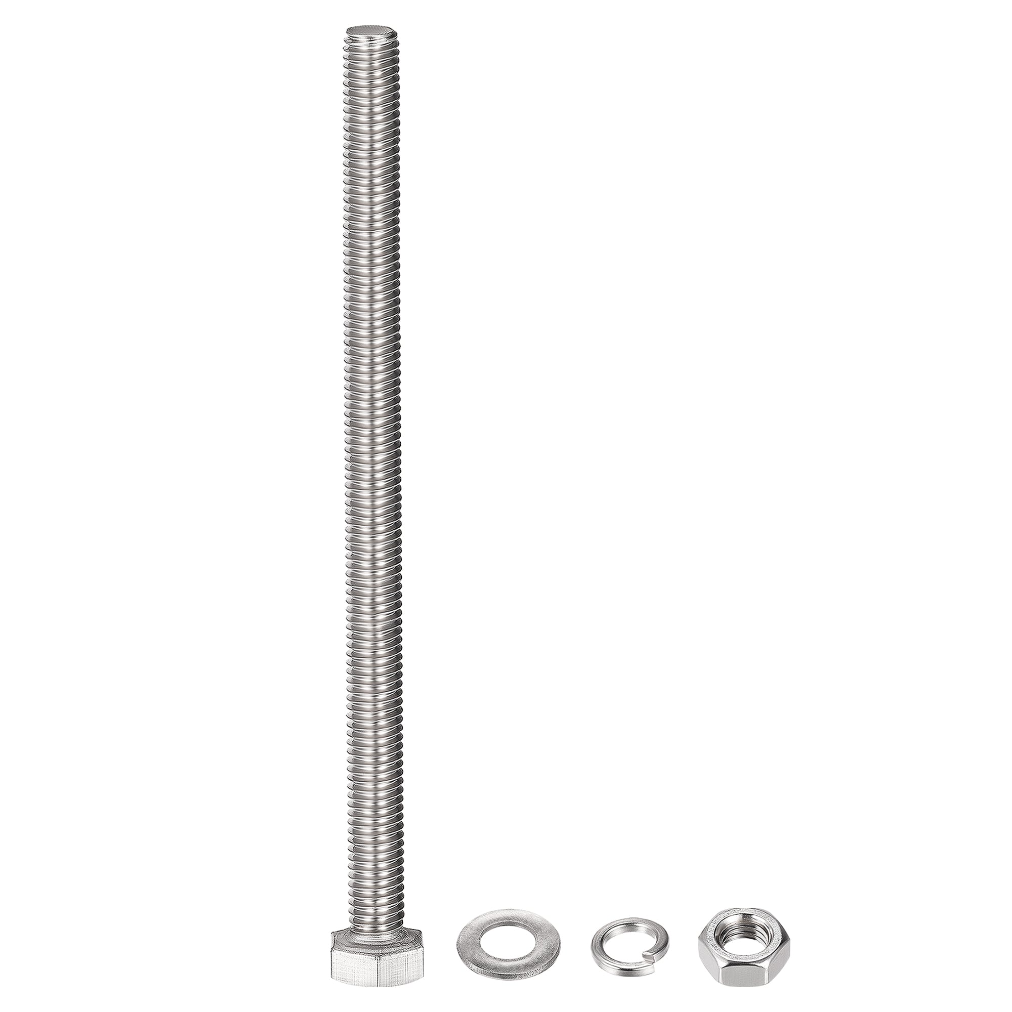 Unique Bargains 5 Sets M8 x 120mm Hex Head Screws Bolts Nuts Flat and ...