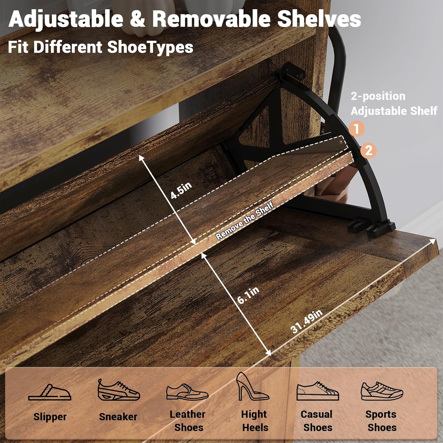 IdealHouse Shoe Storage With 2 Flipdrawers And Storage Bench Farmhouse ...