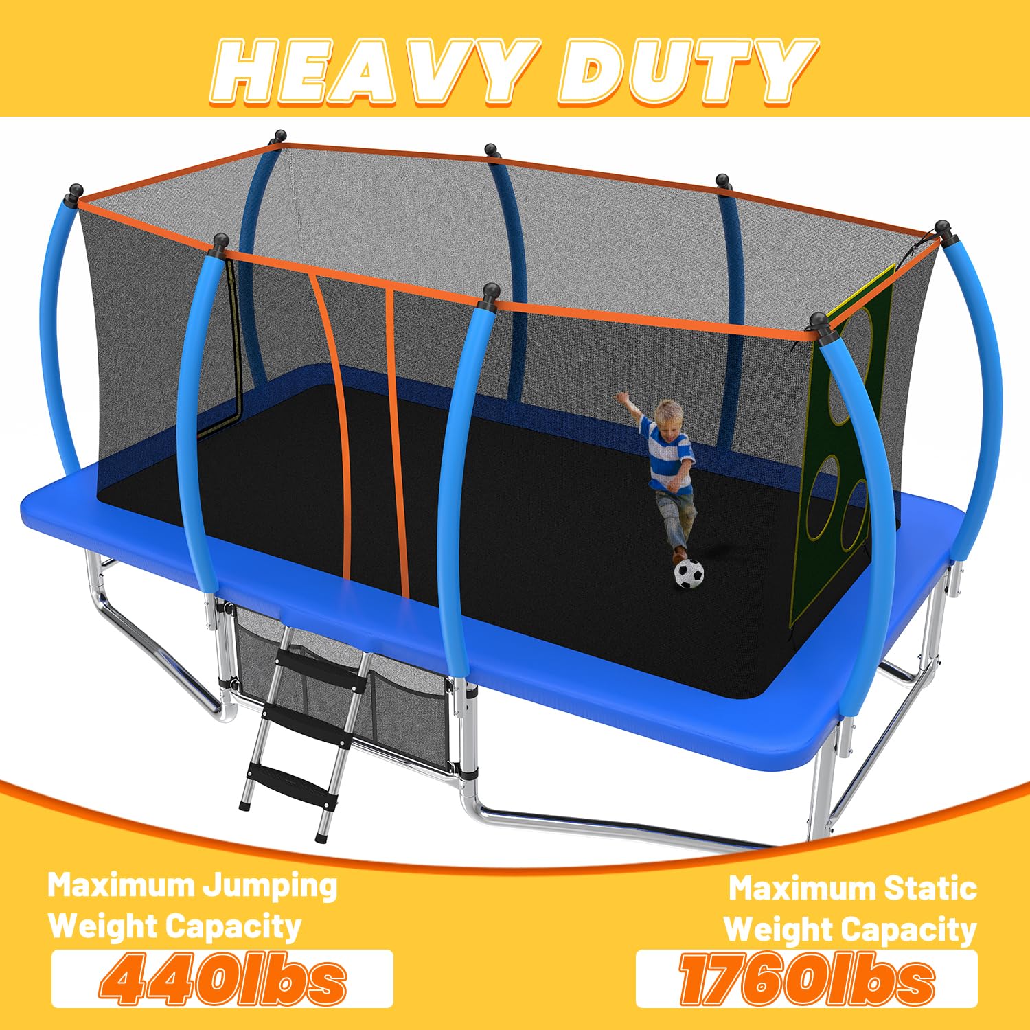 Mersco Square Trampolines 10X16FT Outdoor for Kids Adults with Soccer ...