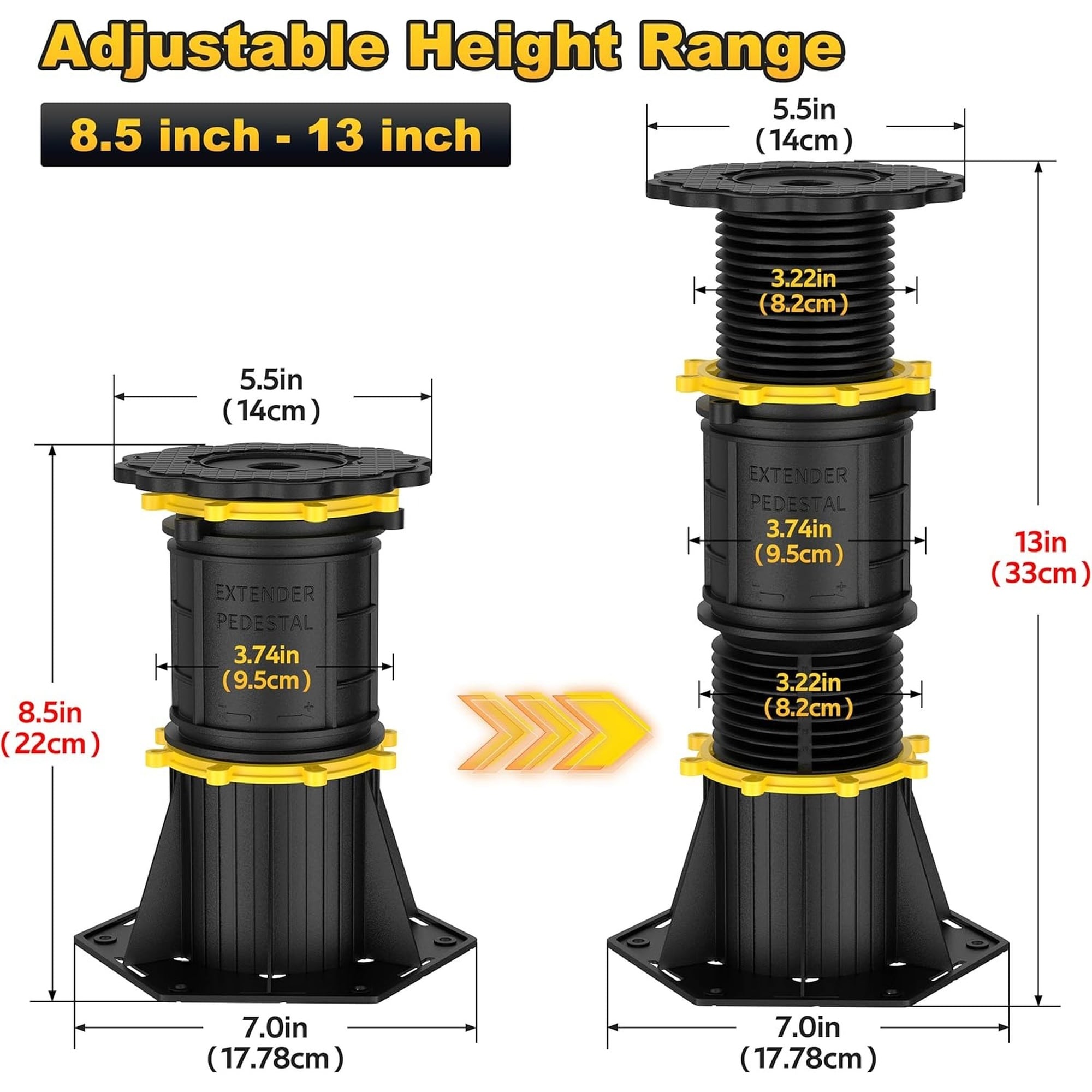 Numhew 8.5-13in Adjustable Height 4-Pack Support Legs Black Bed Frame ...
