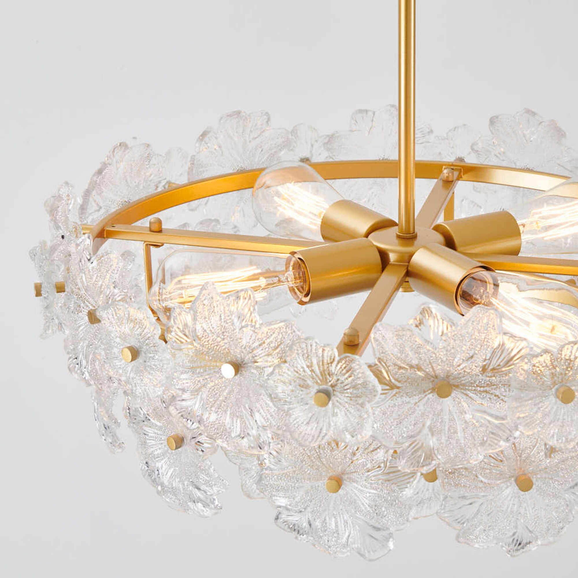 KAWOTI Quinn 4 -Light Gold Glam Textured glass Crystal Tiered Medium ...