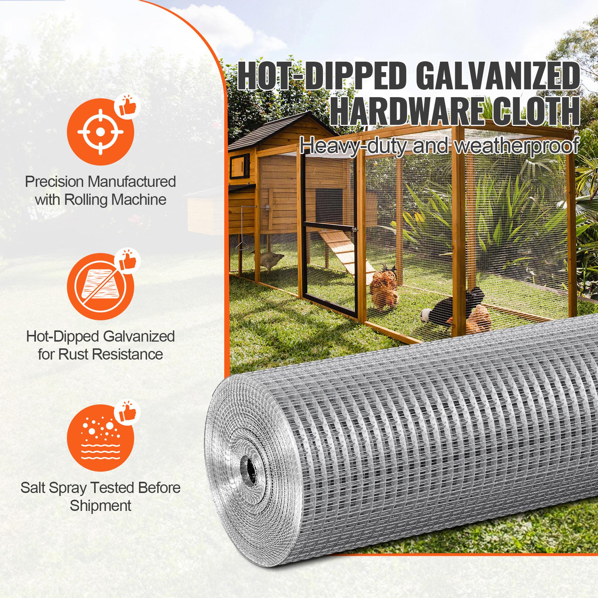 Wudkey 48in x 50 ft Hot Dipped Galvanized Welded Wire Mesh 19 Gauge 1/2 ...