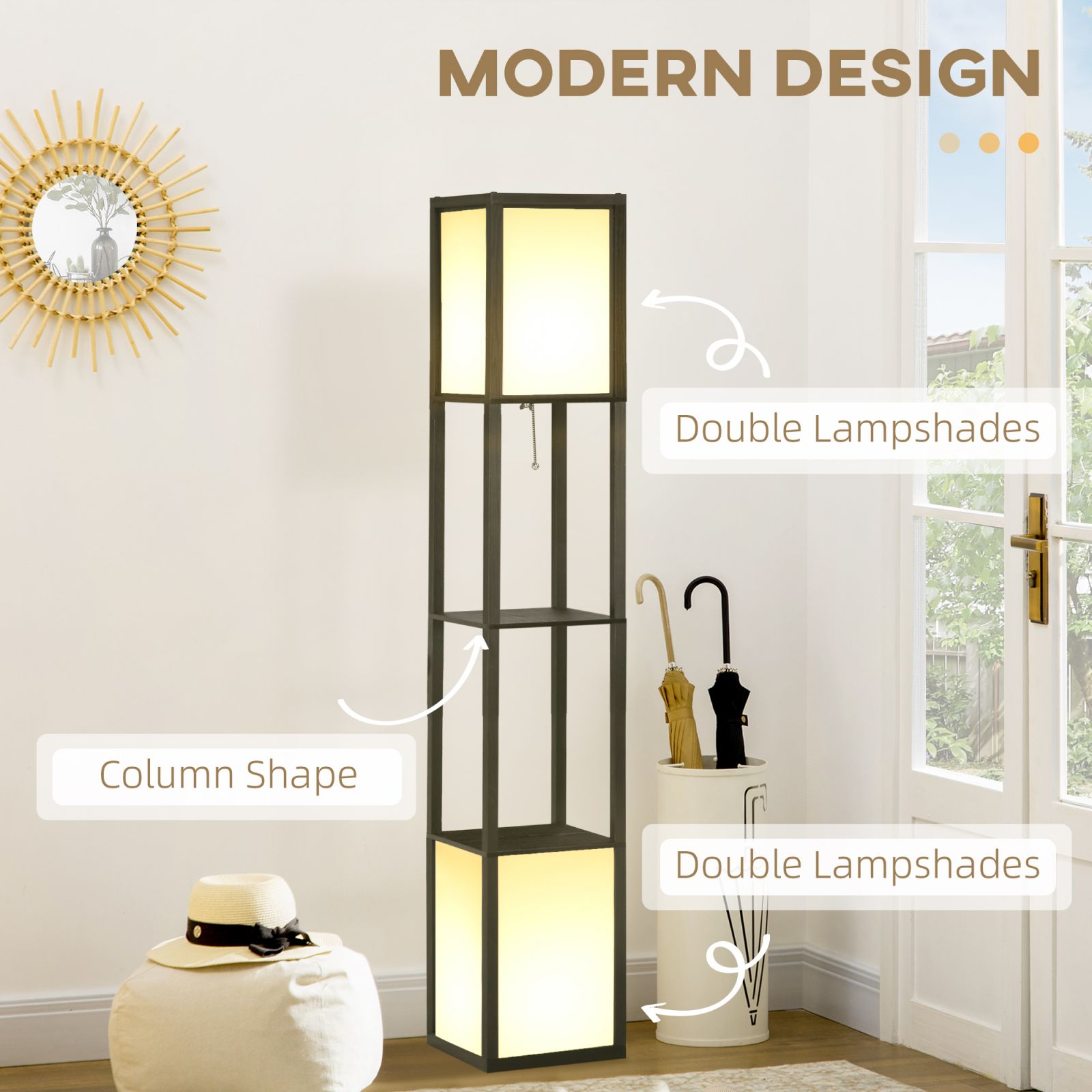 GlasFlength Storage Furniture Utility Shelf Tower Dual Shelves Modern ...
